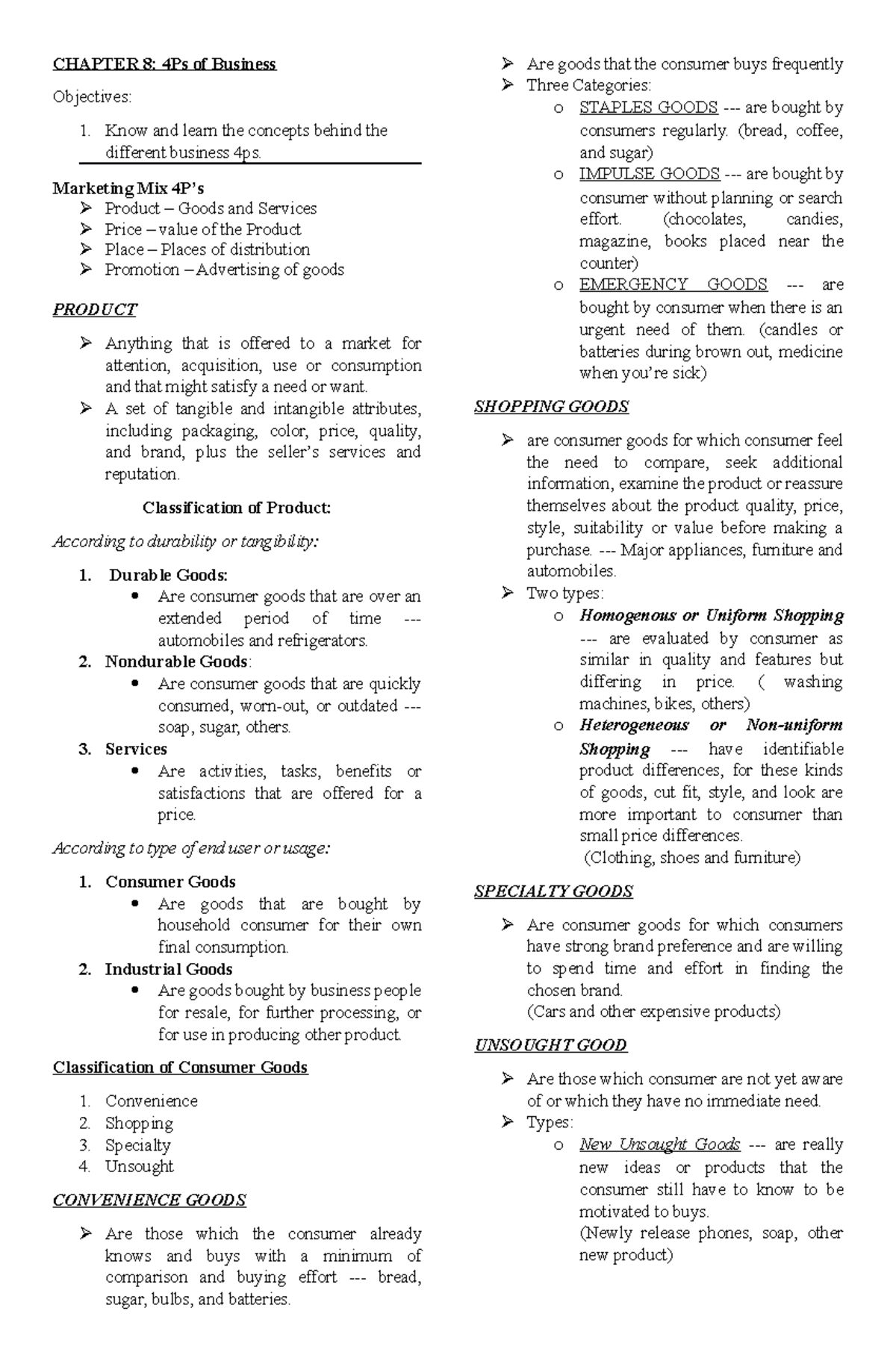 Chapter 8 - Entrep - Marketing 4Ps of Business - CHAPTER 8: 4Ps of ...