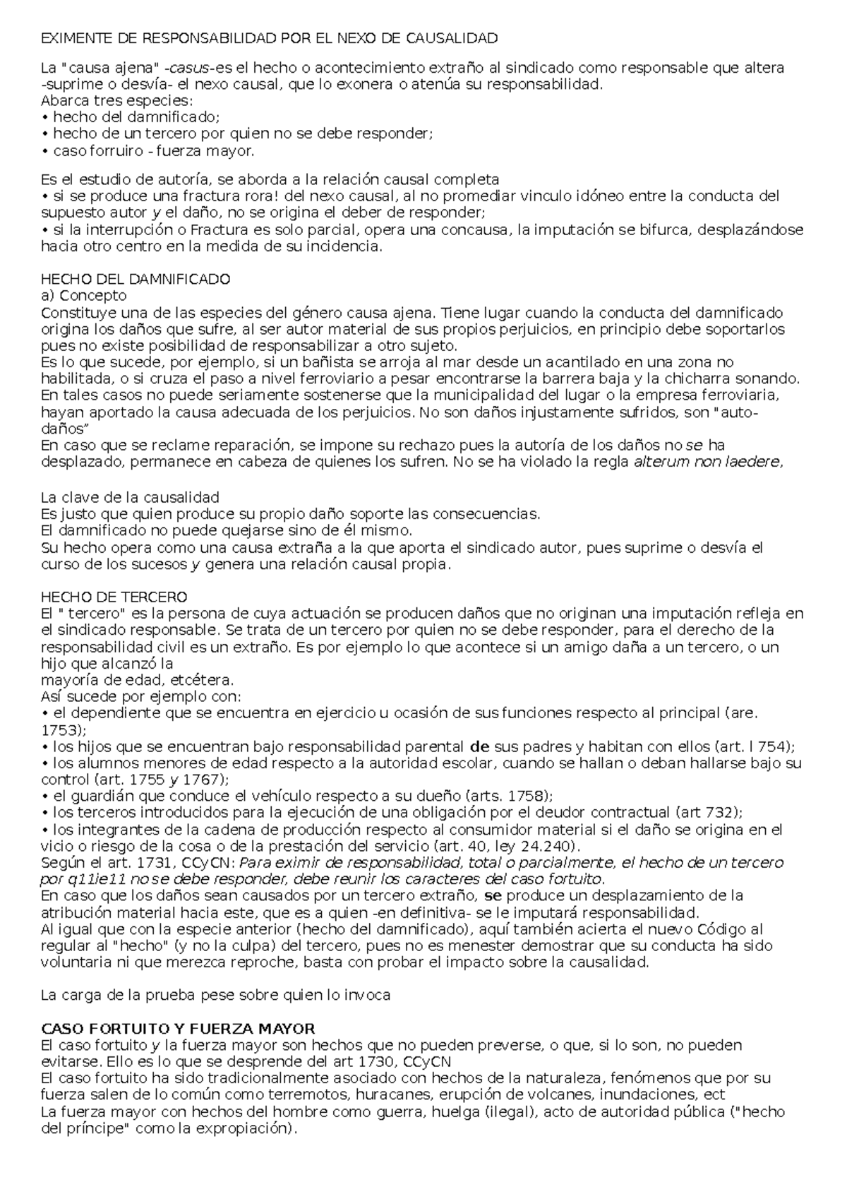 Eximente DE Responsabilidad POR EL NEXO DE Causalidad - EXIMENTE DE ...