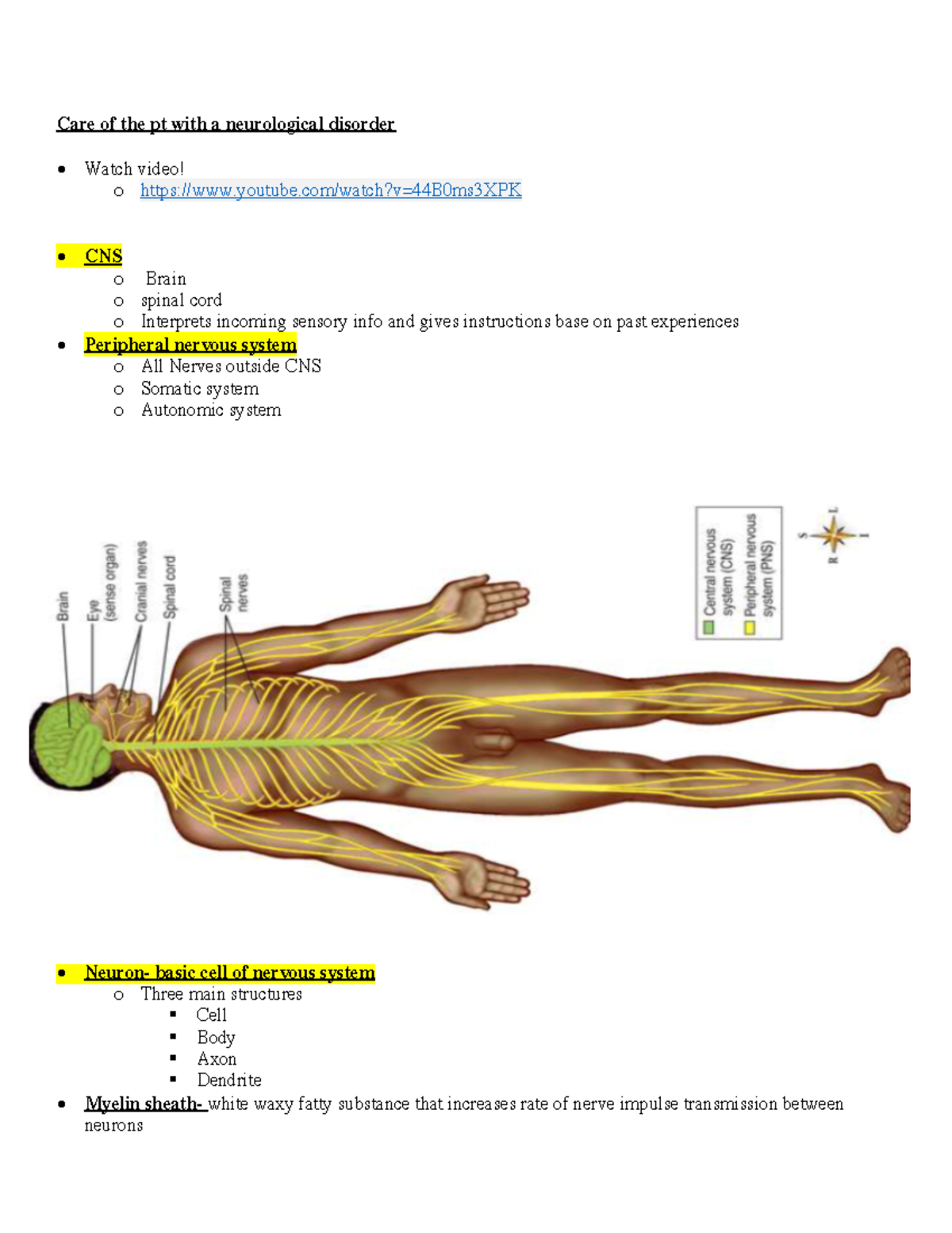 Care of pt with neuro disorder - Care of the pt with a neurological ...