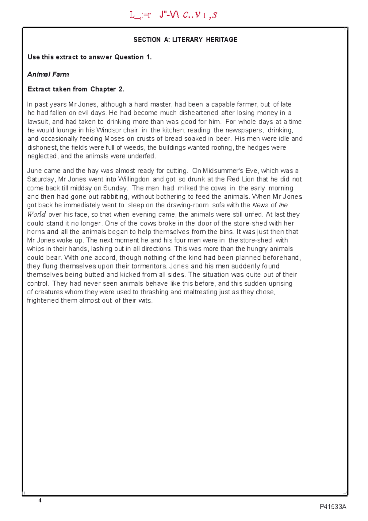 GCSE literature past papers - L ,:=r J"-V\ c. l ,s ####### "' SECTION A ...