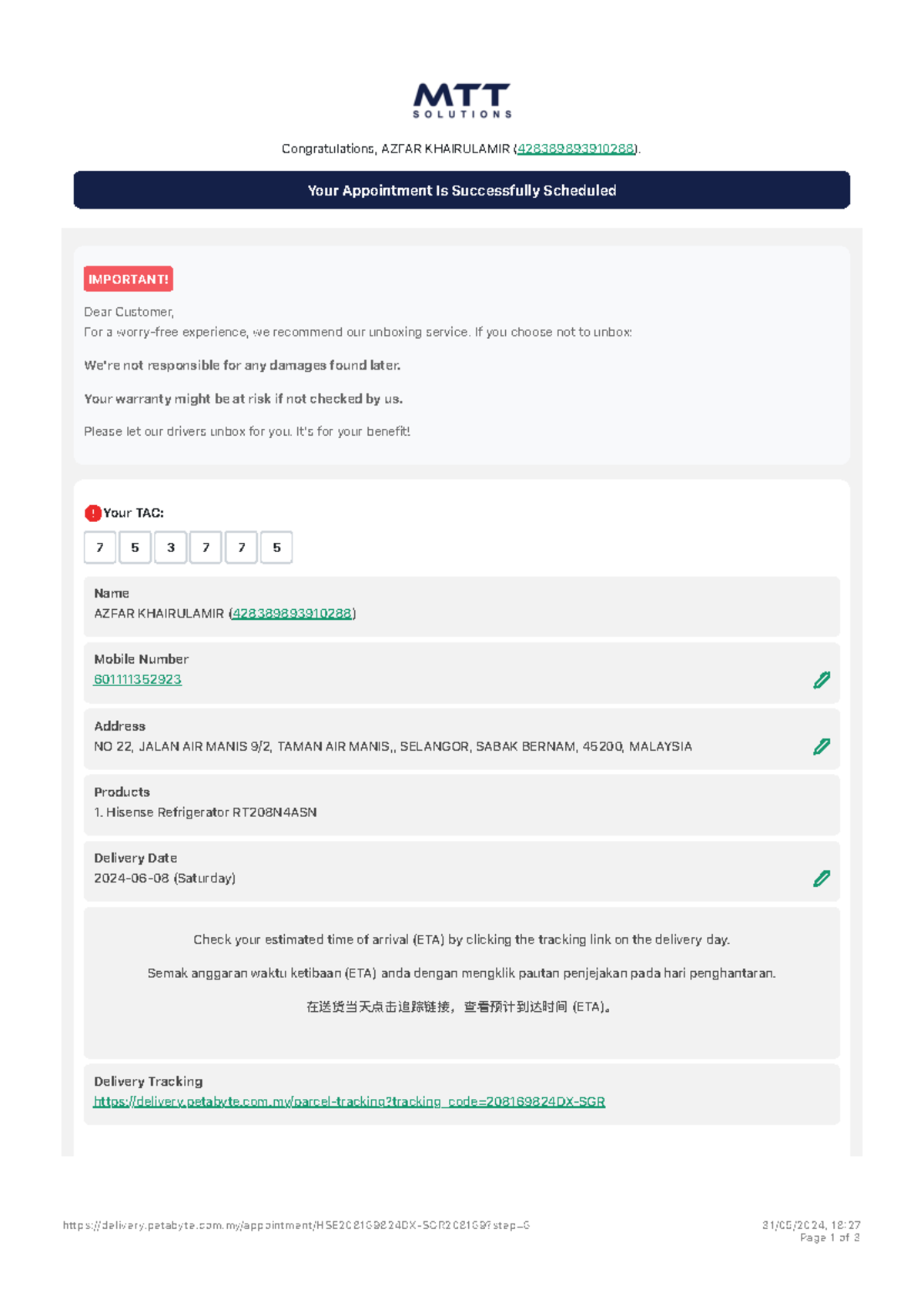 MTT Solutions - Congratulations, AZFAR KHAIRULAMIR ( 428389893910288 ...