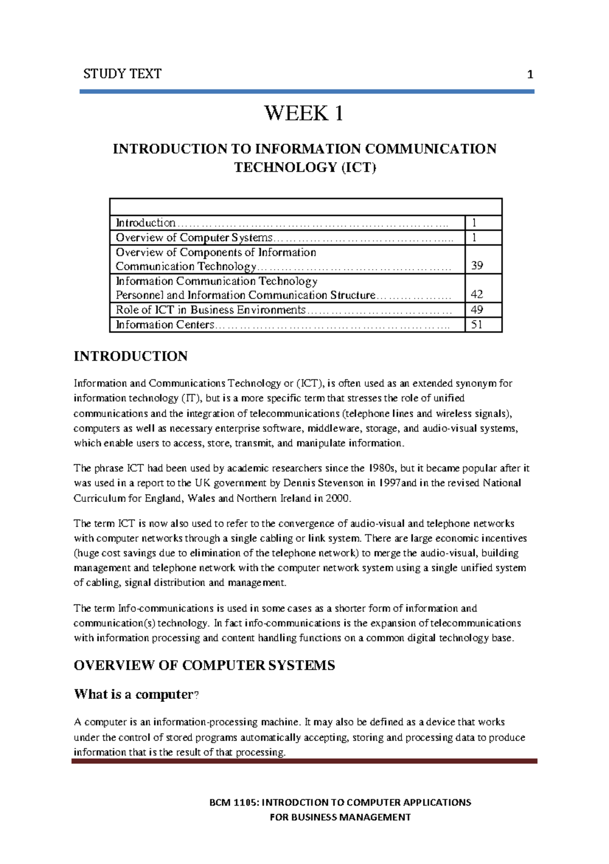 Introduction to computer application and business management in ...