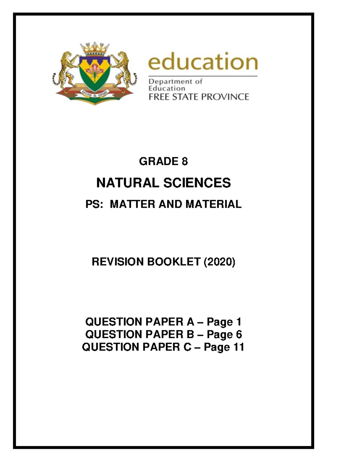 Document - GRADE 8 NATURAL SCIENCES PS: MATTER AND MATERIAL REVISION ...