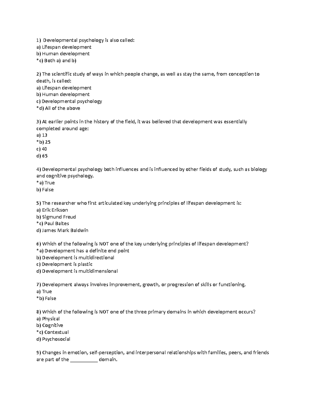 Lvfch 1questions - question bank - Developmental psychology is also ...