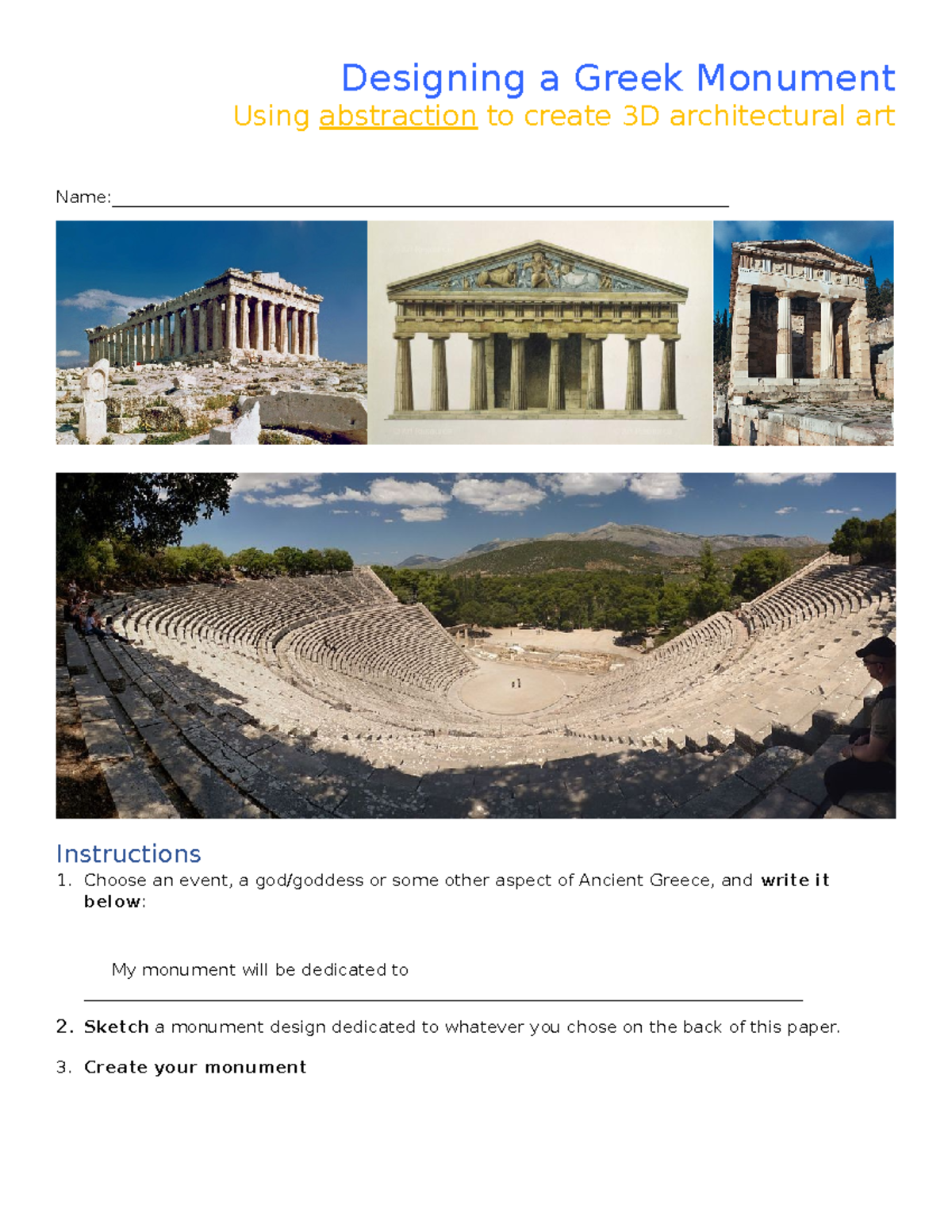 Greek Monument Design - Designing a Greek Monument Using abstraction to ...