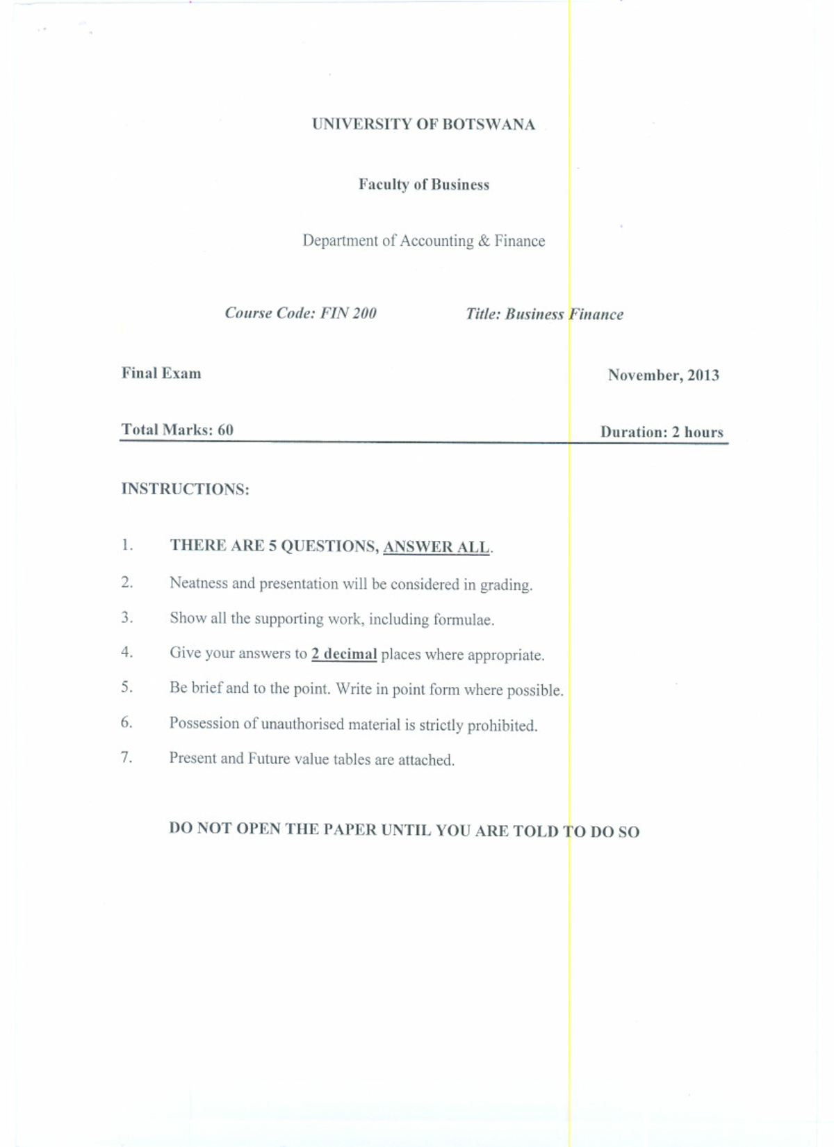 Fin 2013 exam - exam package - Introduction to business finance - Studocu