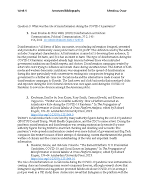 Week 4 Disinformation Outline - Week 4 Presentation Outline Mendoza ...