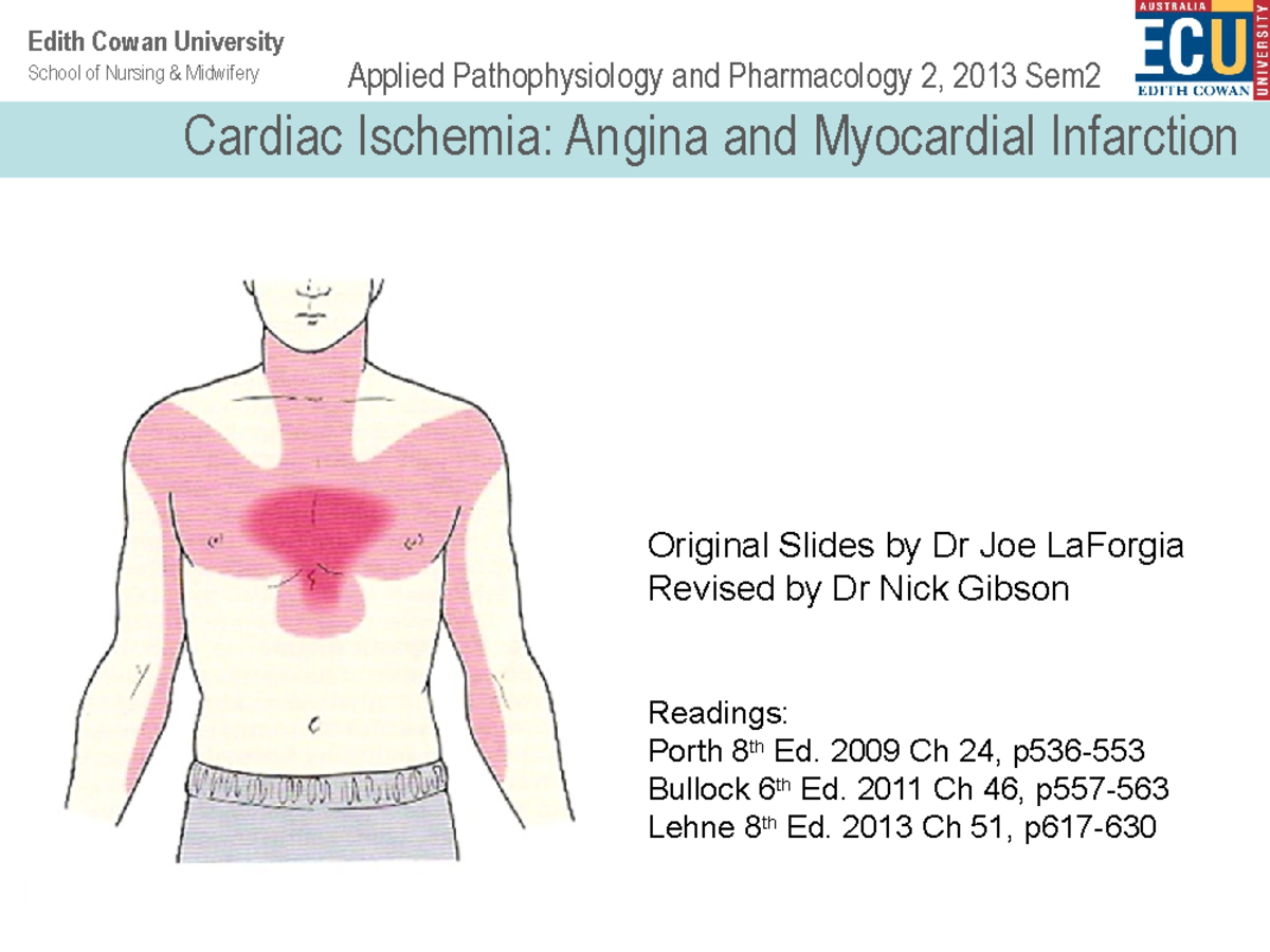 Week 2 Angina and MI Lecture 2013 with Notes - School of Nursing ...