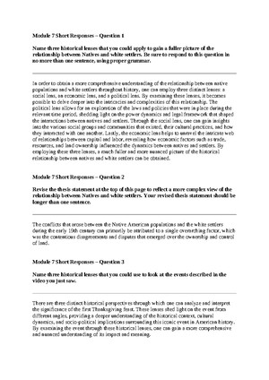 WEEK 3 Short Responses - HIS 200 - Module 3 Short Responses – Question ...