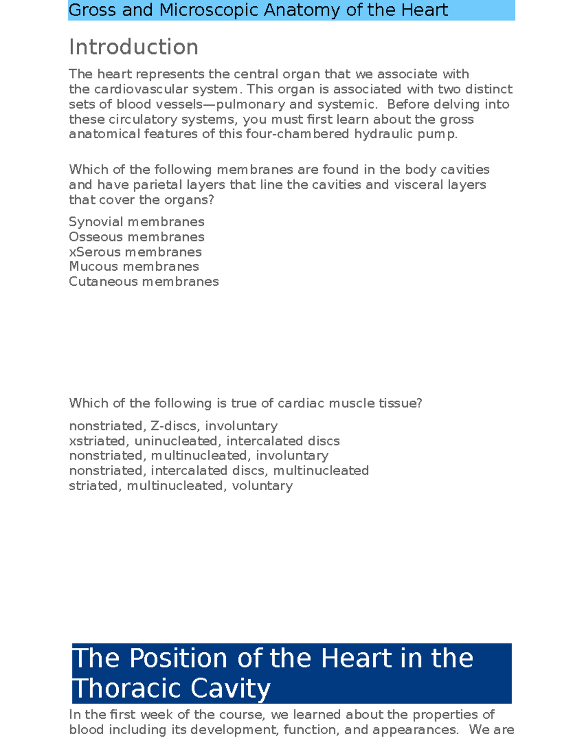 Gross and Microscopic Anatomy of the Heart - Gross and Microscopic ...