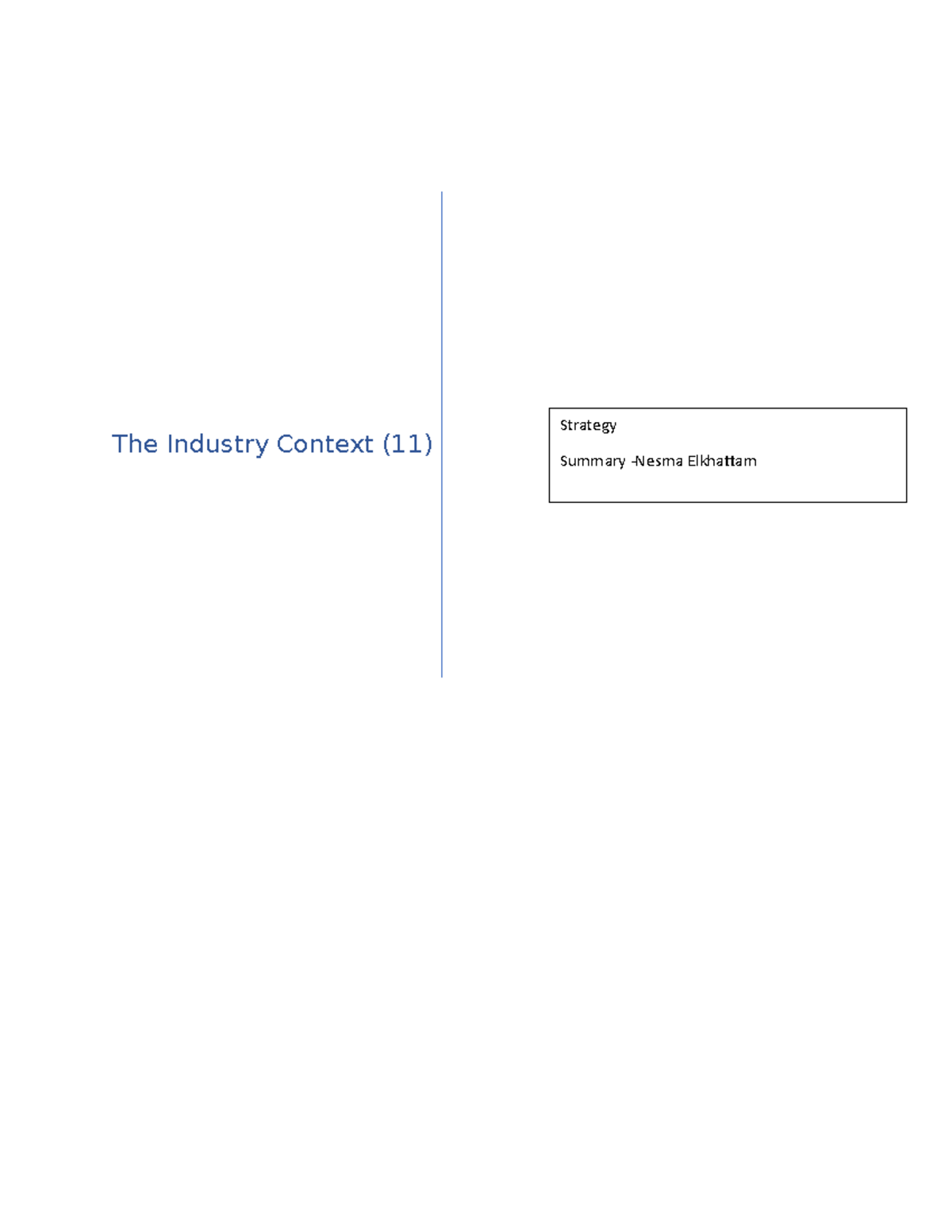 The Industry Context - book summary - The Industry Context (11 ...