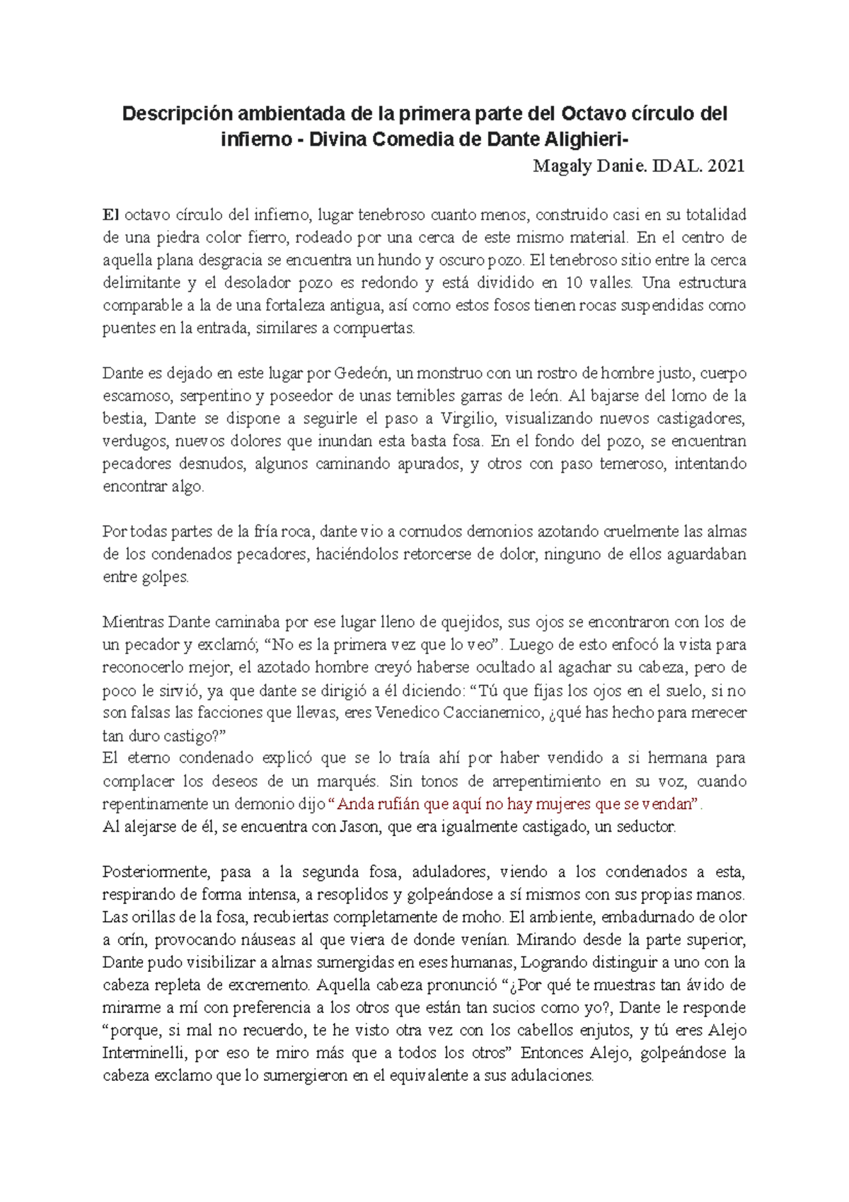 El octavo circulo del Infierno de Dante Alighieri - Descripción ...