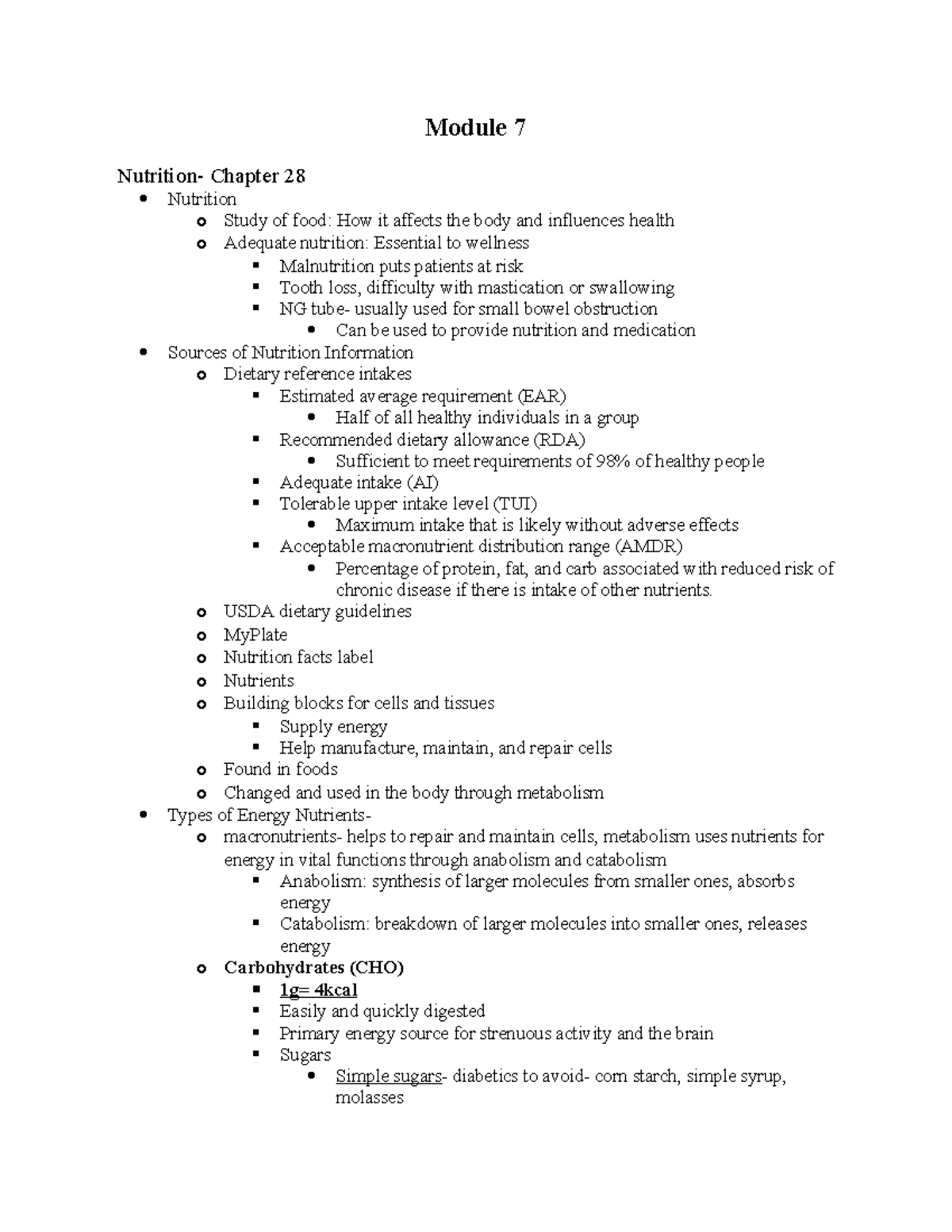 Module 7 - Las Vegas Campus - Module 7 Nutrition- Chapter 28 Nutrition ...