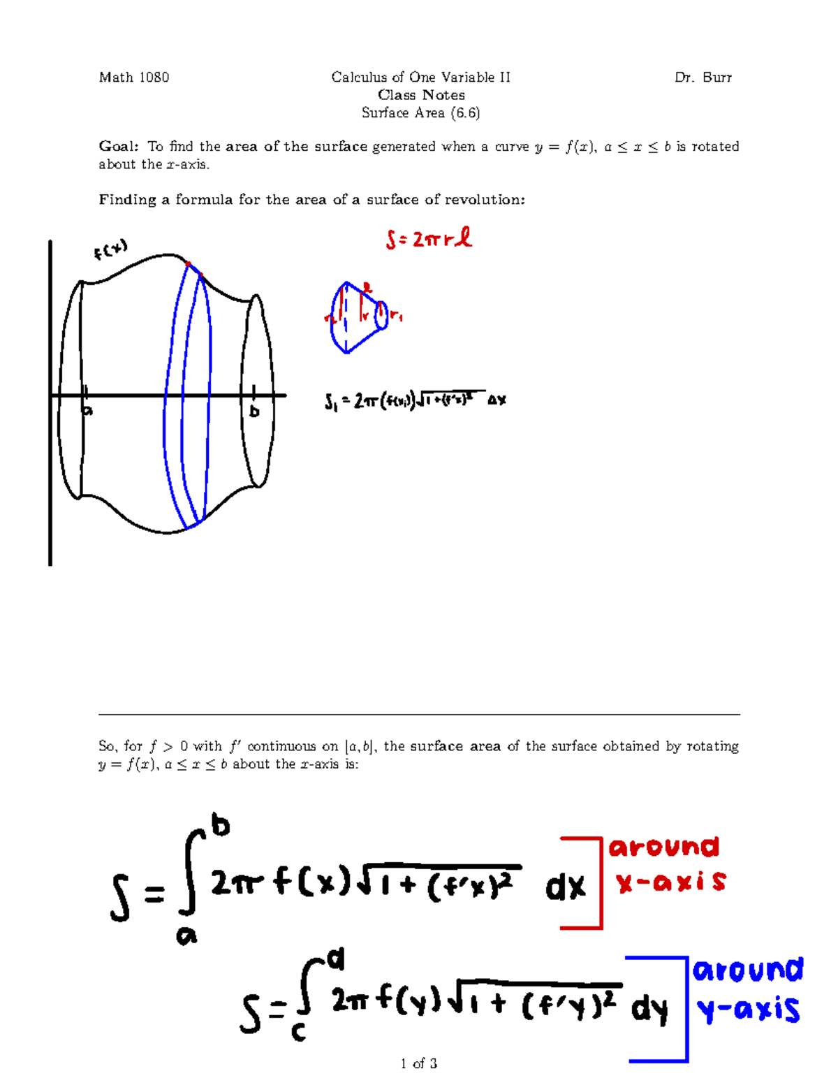 Section 6 - Notes - Math 1080 Calculus of One Variable II Dr. Burr ...