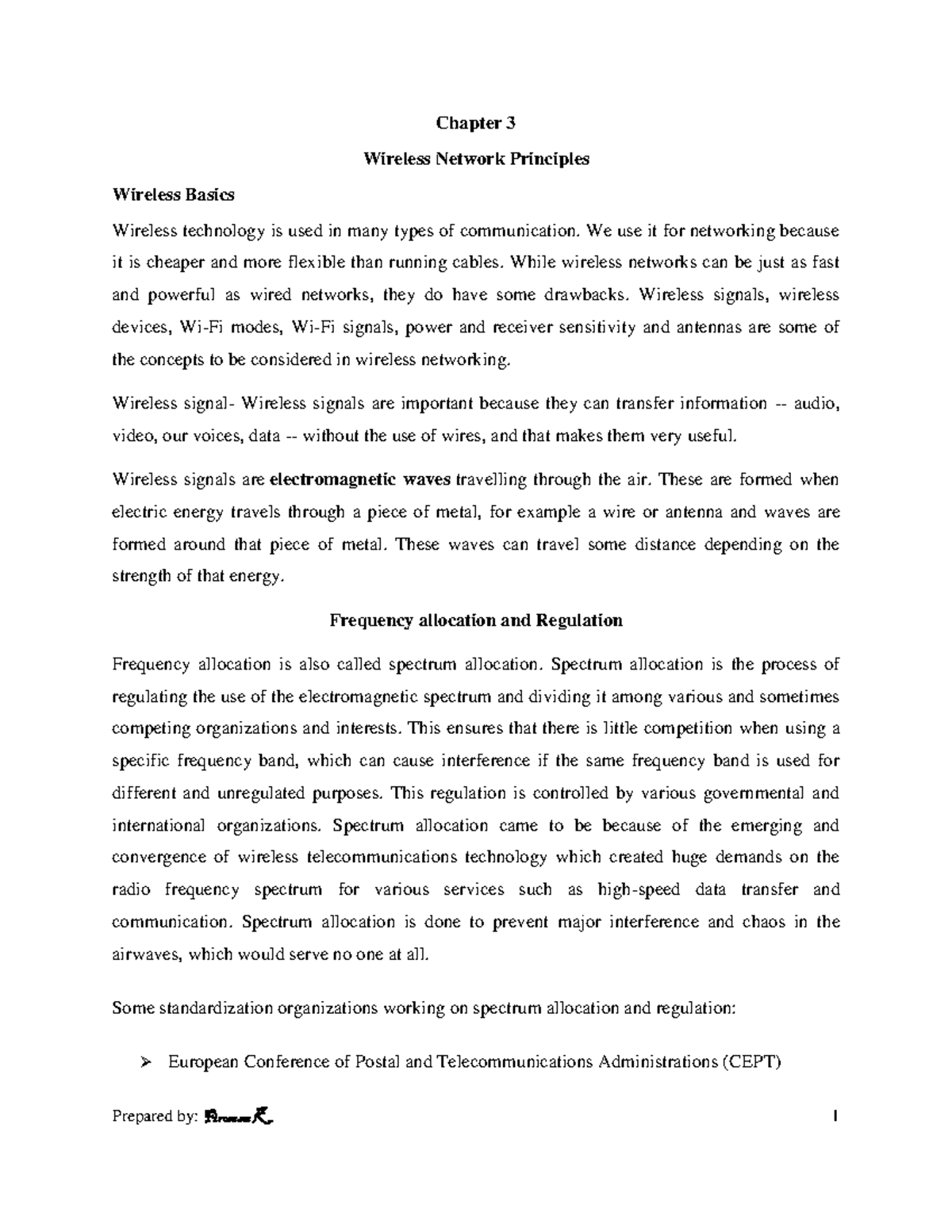 Wireless Chapter 3 - Chapter 3 Wireless Network Principles Wireless Basics Wireless technology ...