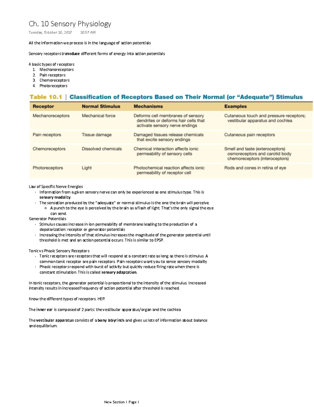 Ch. 10 Sensory Physiology - Warning: TT: undefined function: 32 All the information we process ...