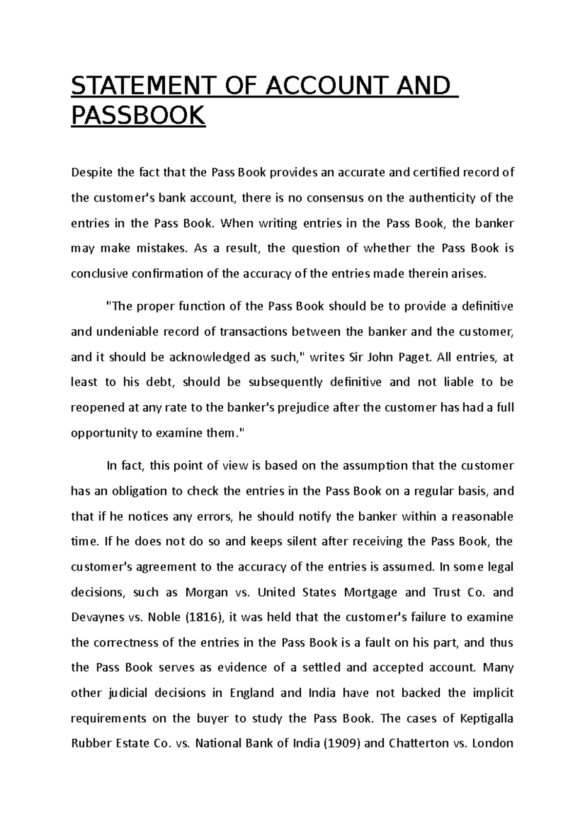 Statement OF Account AND Passbook - STATEMENT OF ACCOUNT AND PASSBOOK ...