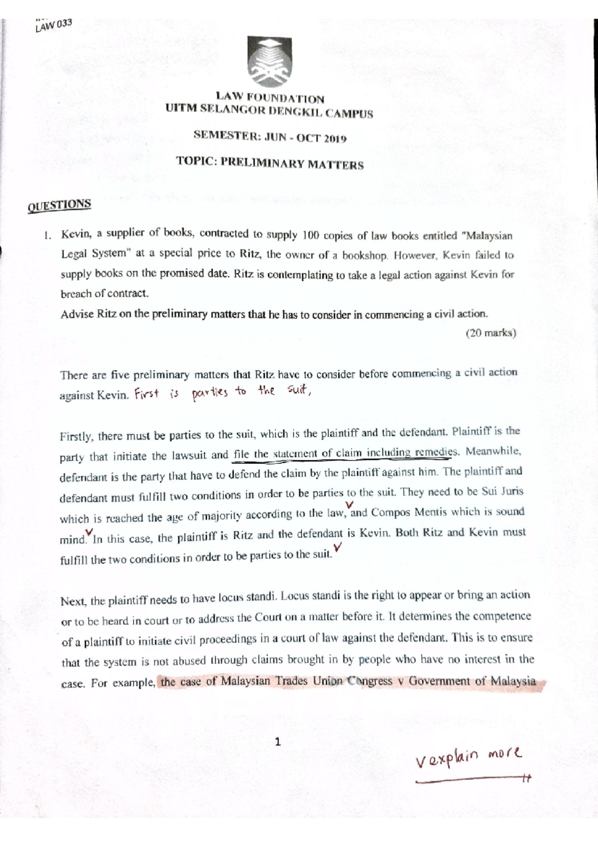 Law033 preliminary matters - Introduction To Malaysian Legal System ...