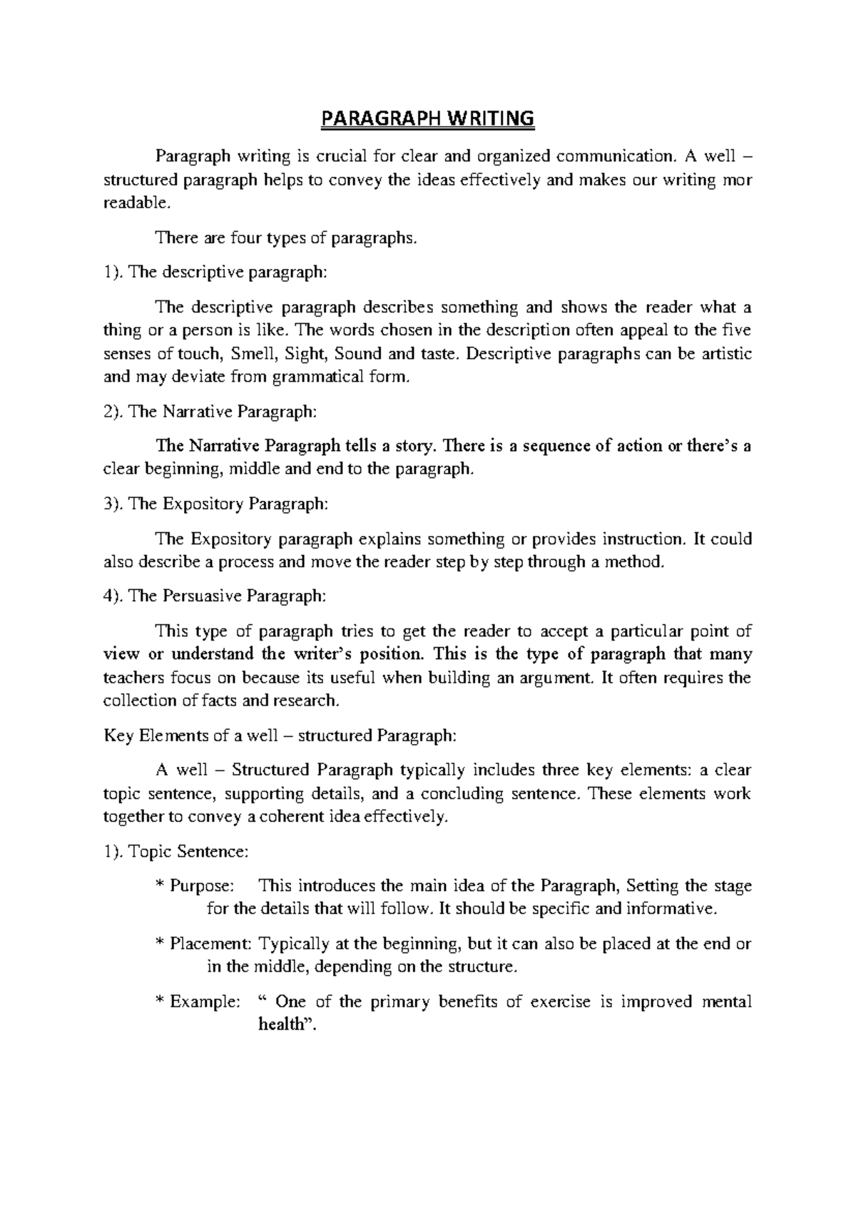 Paragraph Writing 6 - Material - PARAGRAPH WRITING Paragraph writing is ...