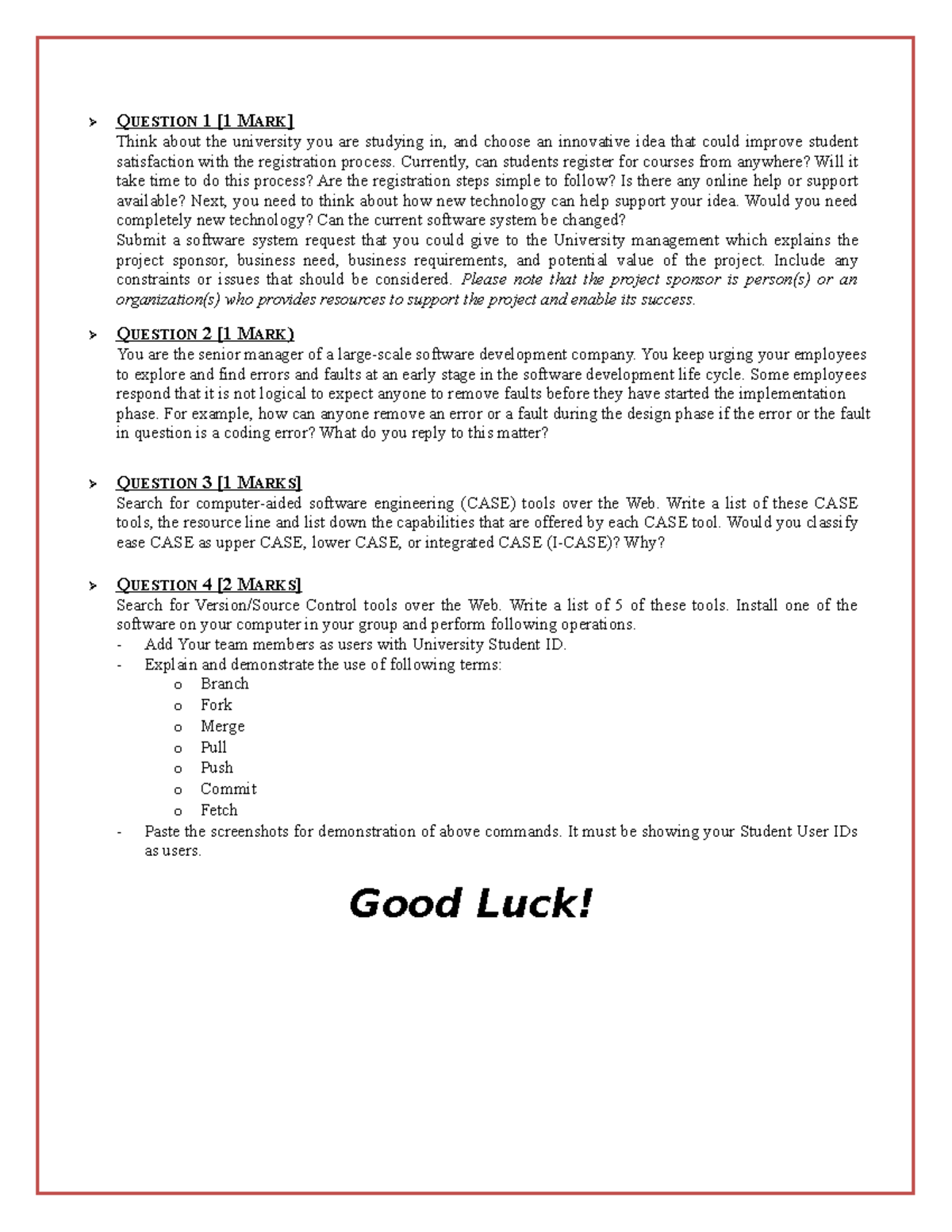 Assignment 1 Software Engineering Fall 23 24 (2) copy - QUESTION 1 [1 ...