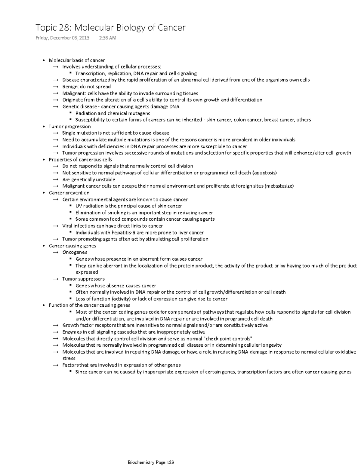 Biochem 2280 - Topic 28 Notes - Transcription, replication, DNA repair ...