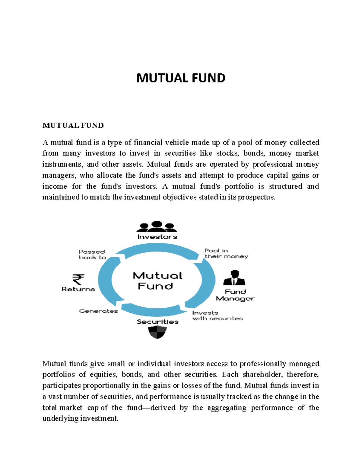 Mutual Funds - MUTUAL FUND MUTUAL FUND A mutual fund is a type of ...