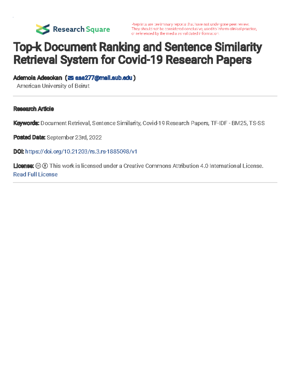 Top-k Document Ranking and Sentence Similarity Ret - Top-k Document ...