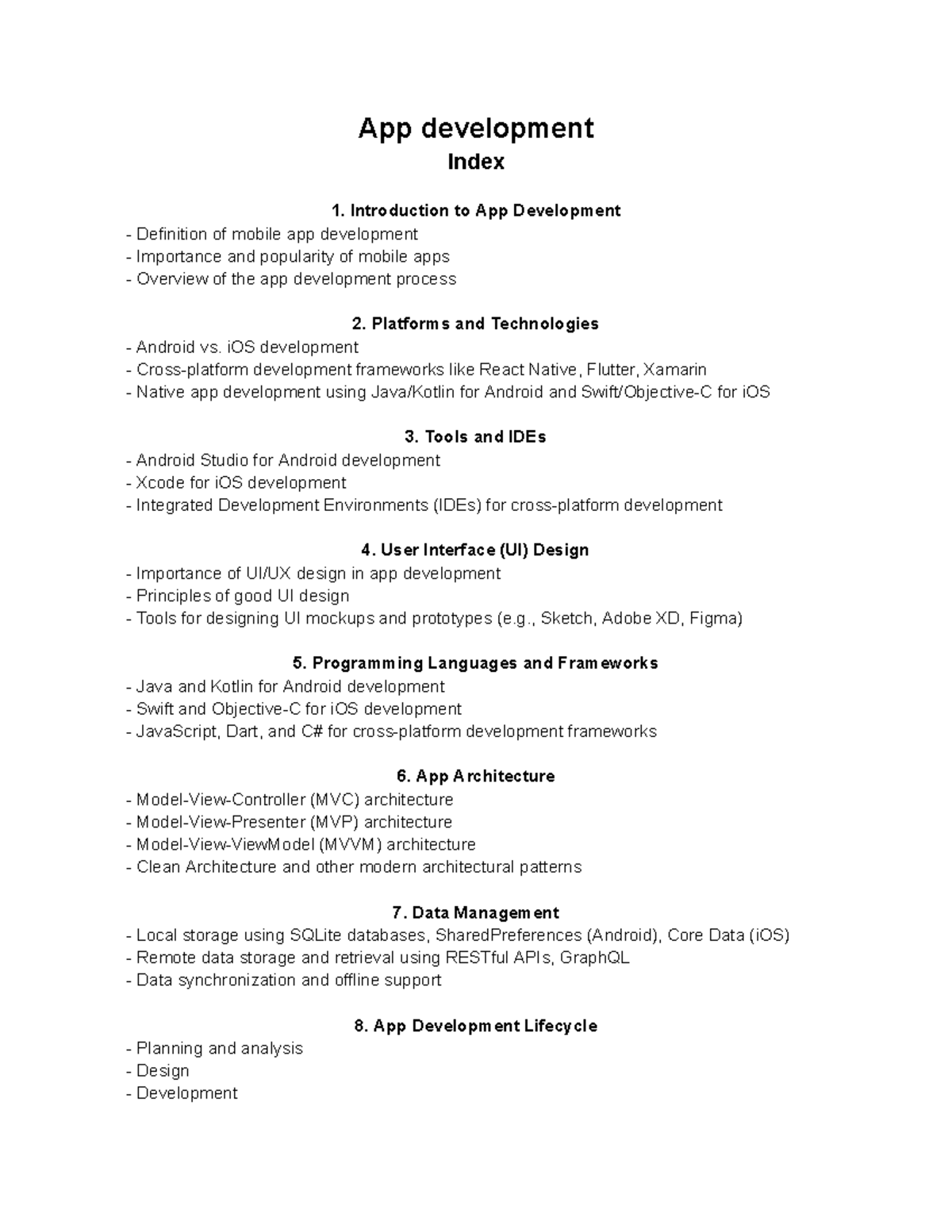 App development notes - App development Index Introduction to App ...