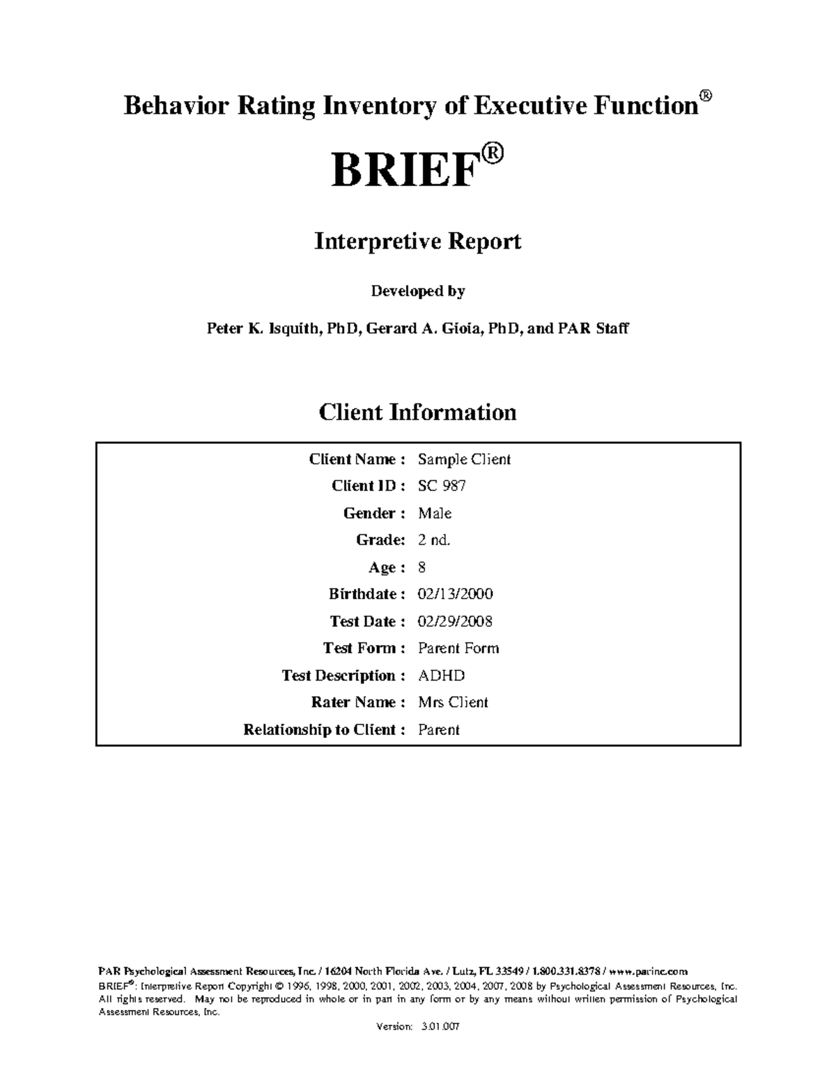 Brief-interpretive - mmmmm - PAR Psychological Assessment Resources ...