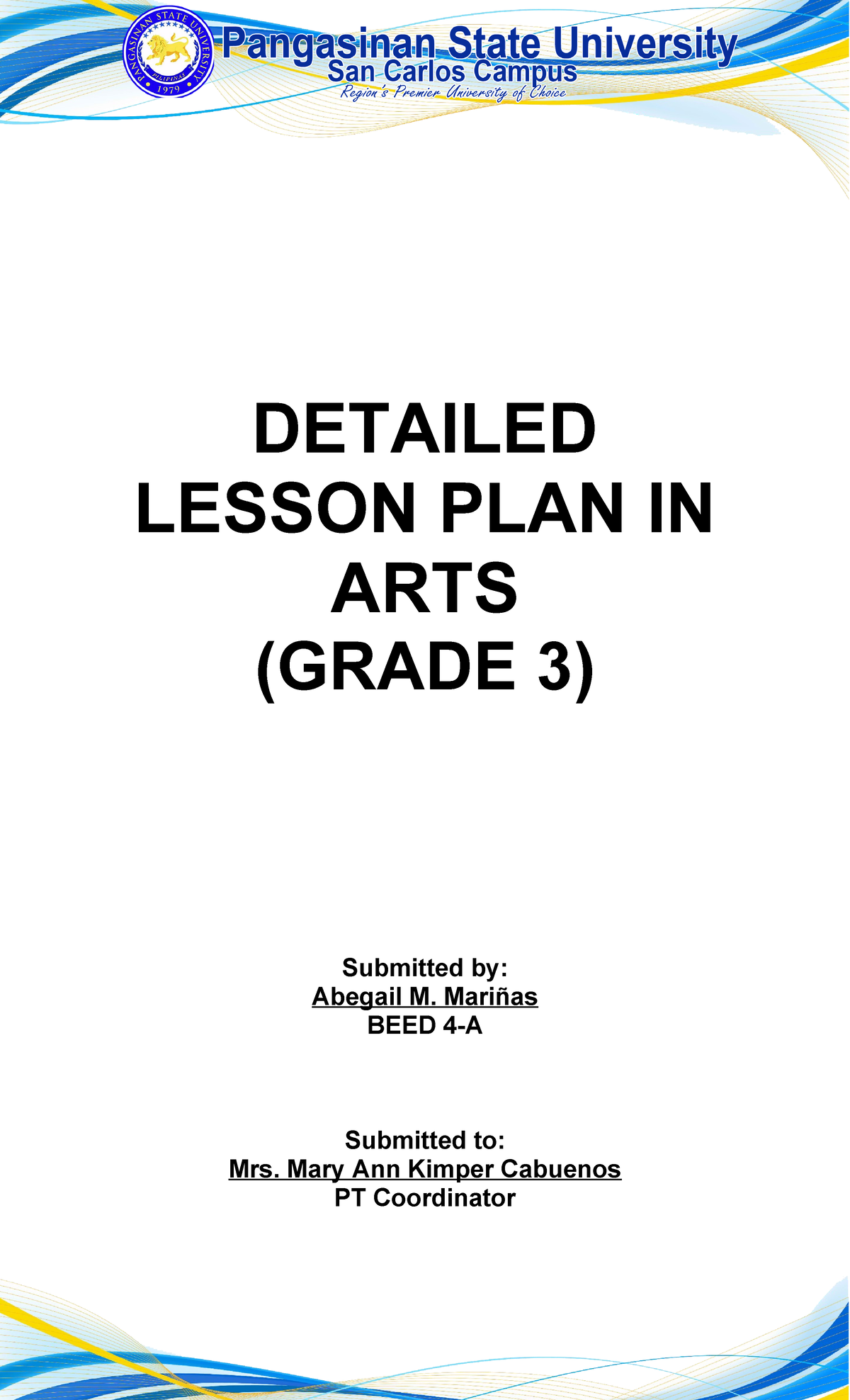 ARTS- Detailed 1 - notes - DETAILED LESSON PLAN IN ARTS (GRADE 3 ...