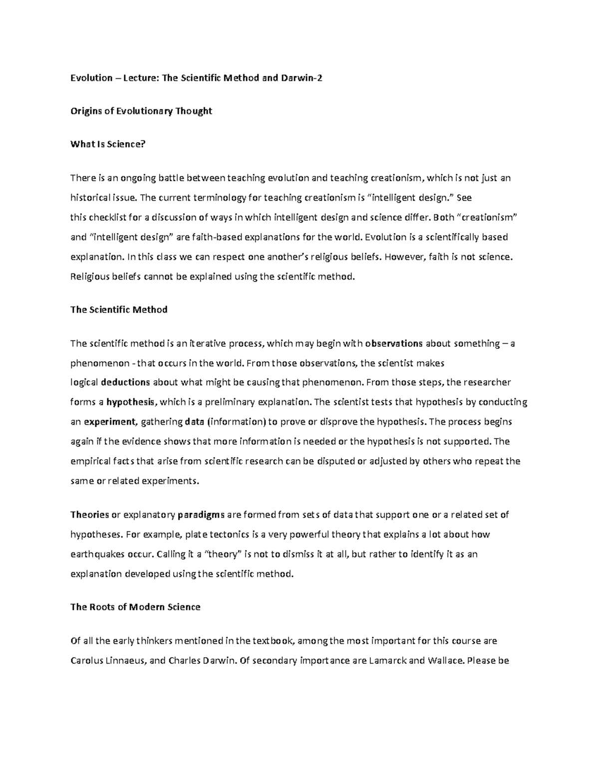 Biological Anthropology - The Scientific Method and Darwin - Evolution ...