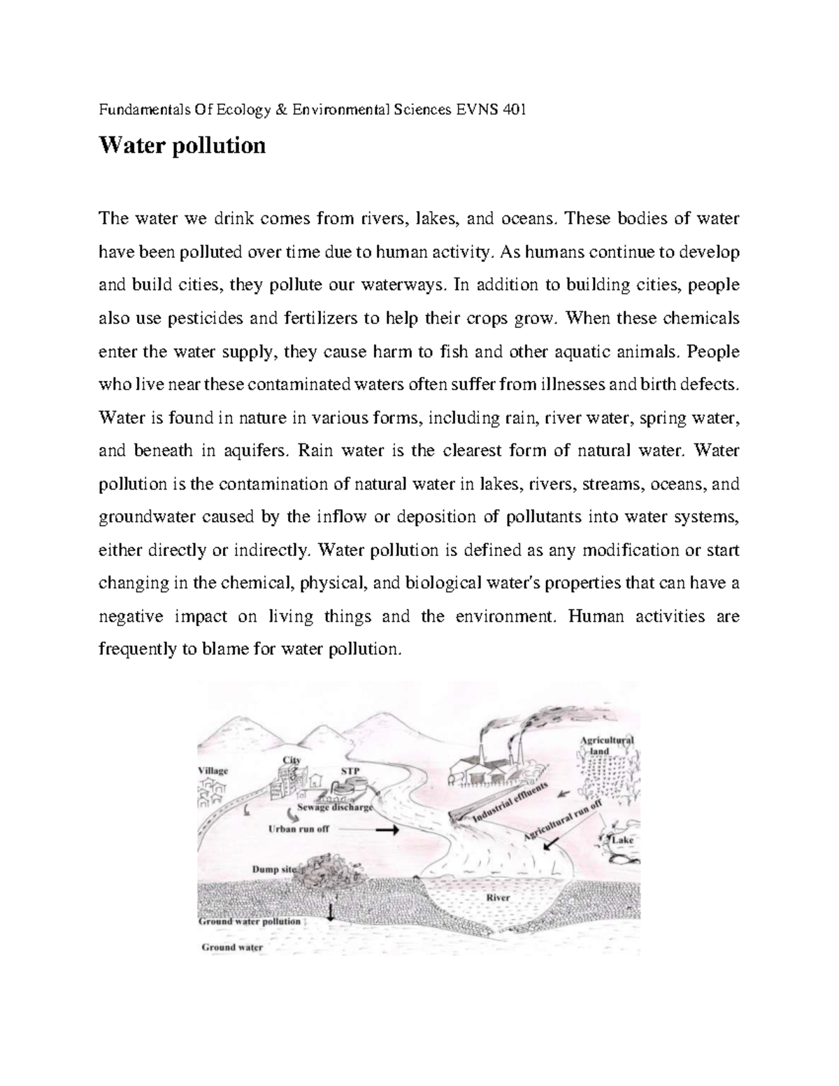 Water pollution notes - Fundamentals Of Ecology & Environmental ...