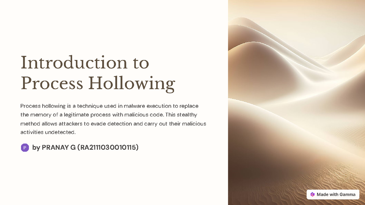 Introduction to Process Hollowing - Introduction to Process Hollowing Process hollowing is a ...