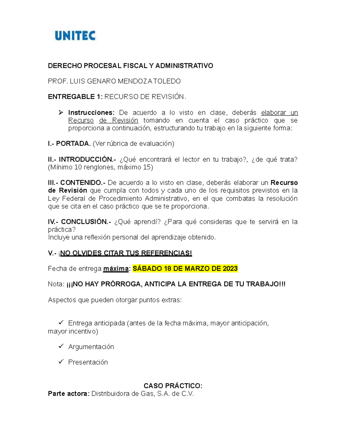 Entregable Recurso DE Revision LFPA - DERECHO PROCESAL FISCAL Y ...