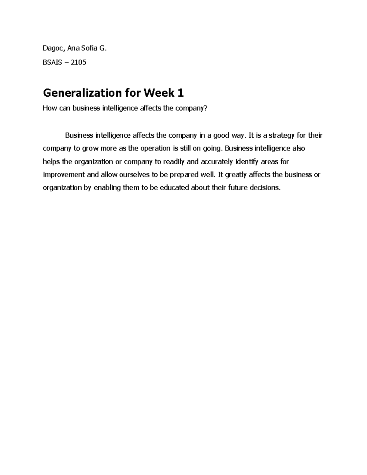 Generalization - IT - Notes - Dagoc, Ana Sofia G. BSAIS – 2105 ...