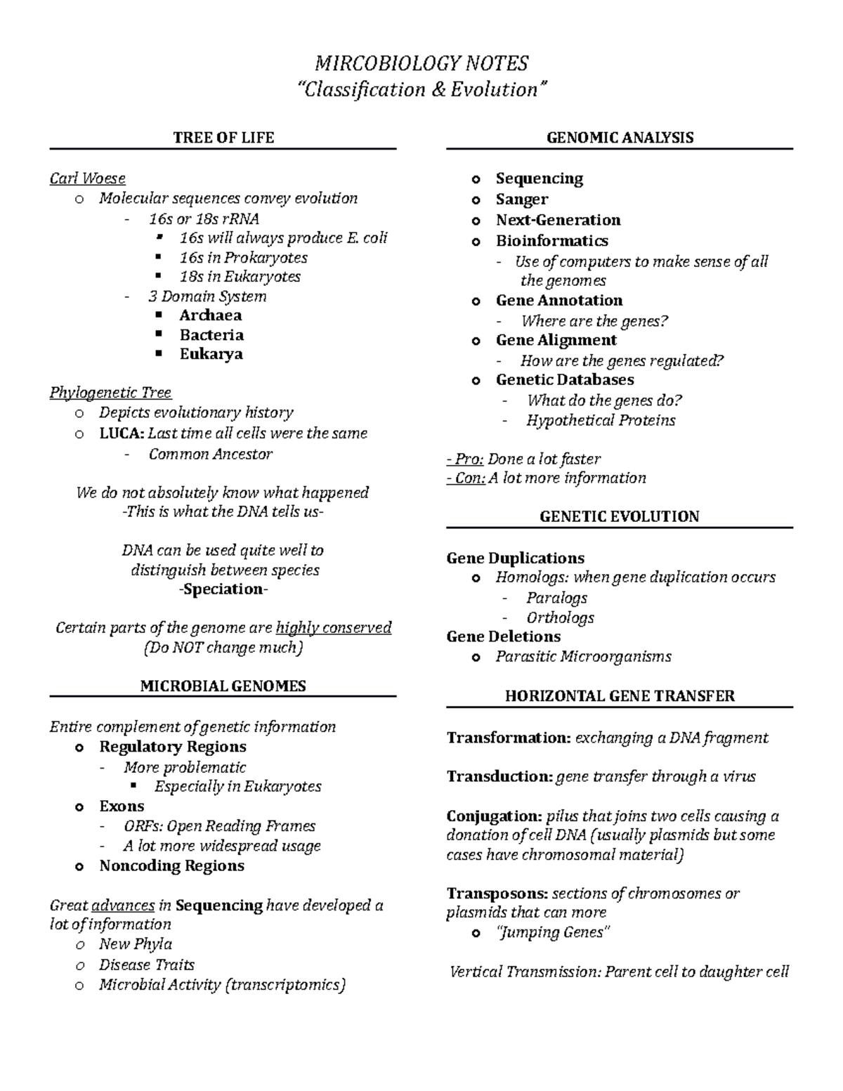 Microbiology Notes "Classification & Evolution" - MIRCOBIOLOGY NOTES ...