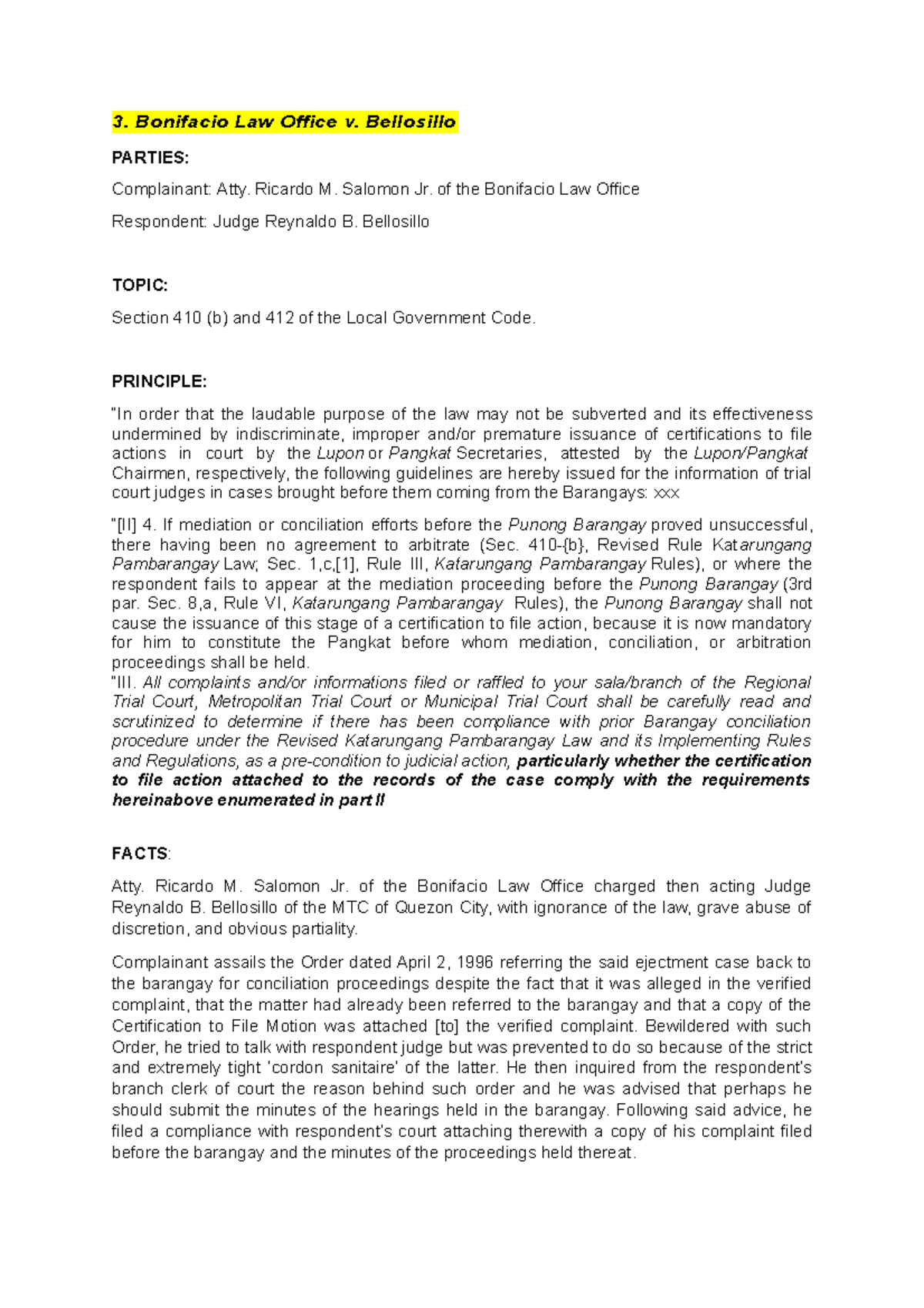 3. Bonifacio Law Ofﬁce v. Bellosillo - Bonifacio Law Office v ...