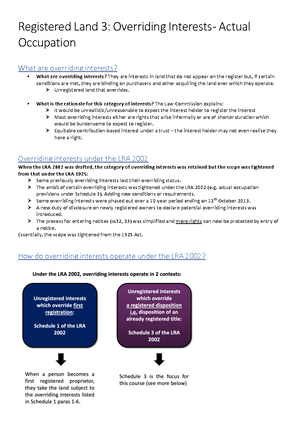 This is Lecture 5 What is registered land land law notes - Registered ...