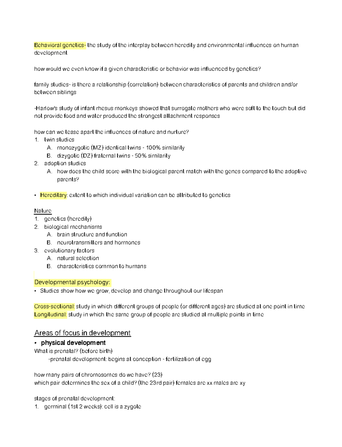 Nature vs nurture - These notes include; behavioral genetics ...