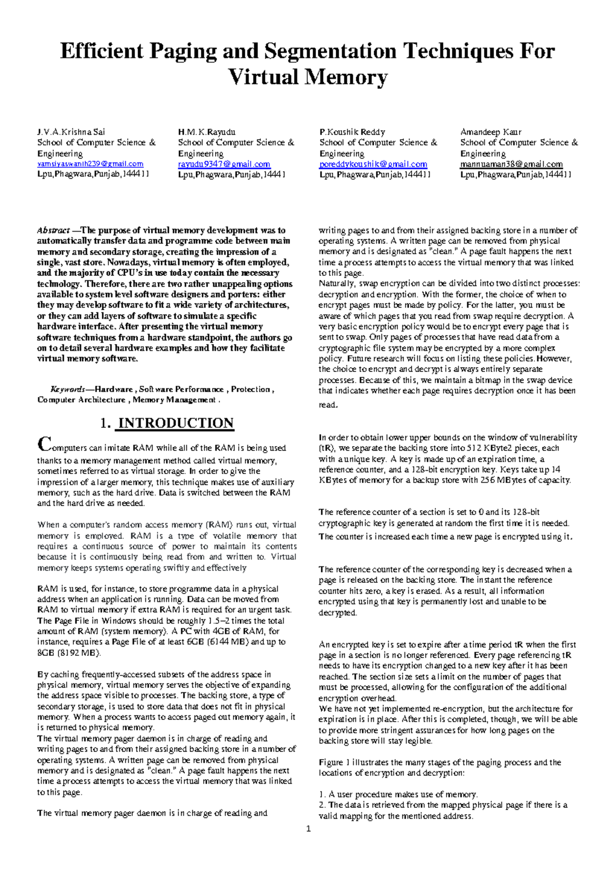 OS Thesis - Operating system CA3 - Efficient Paging and Segmentation Techniques For Virtual ...