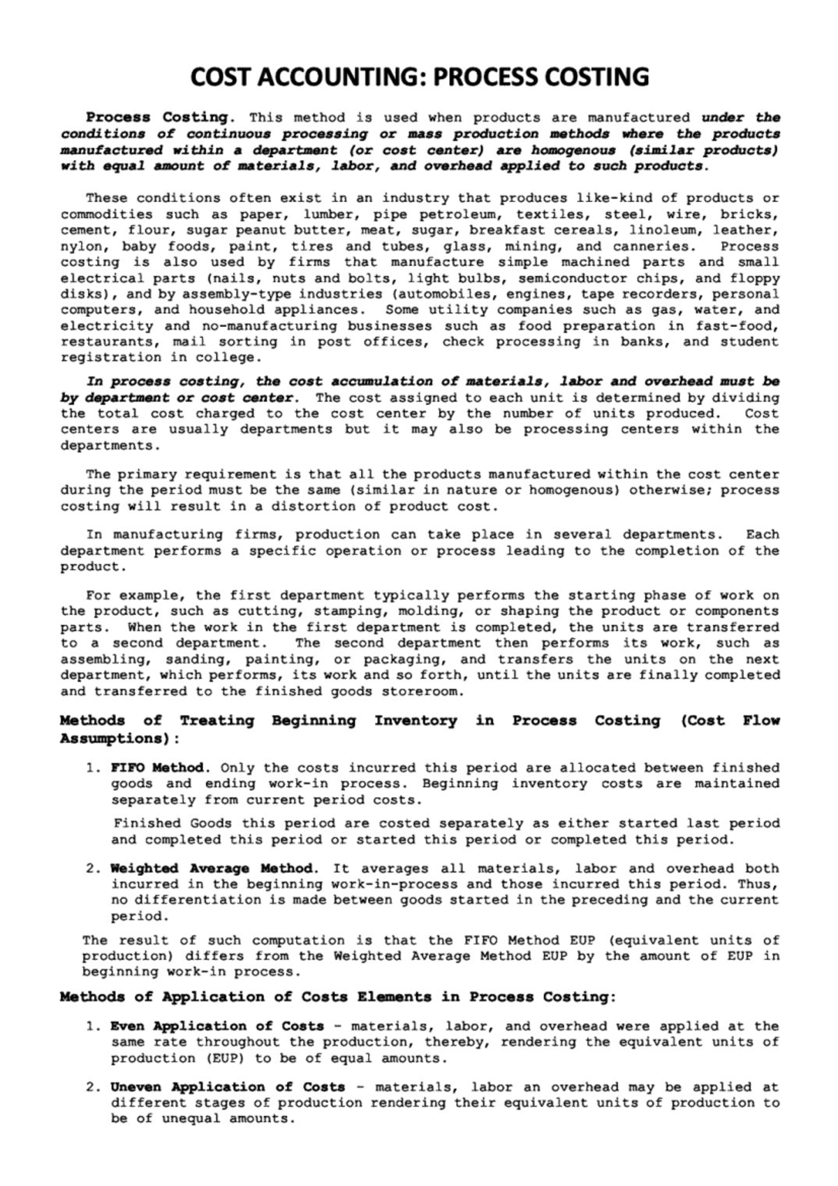 Process-Costing - practice answering the process costing. - COST ...