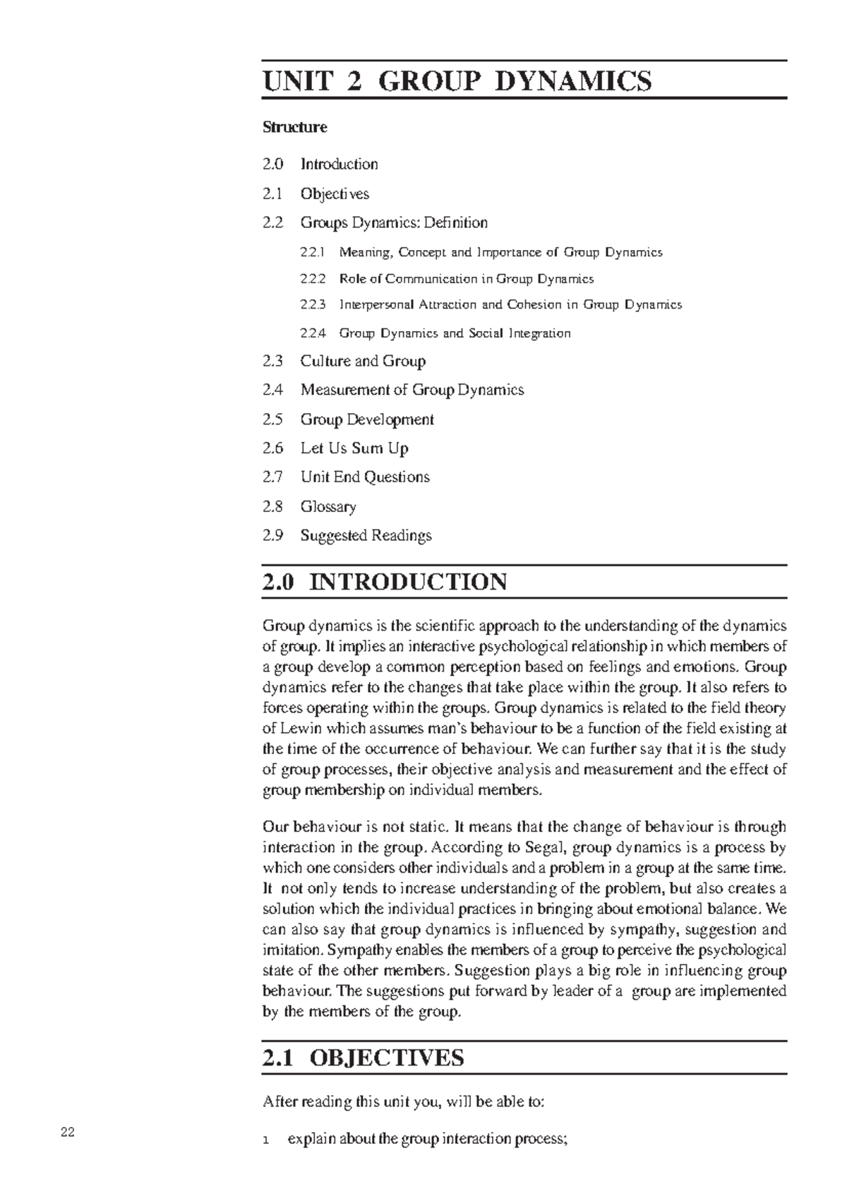 Unit-2 - GOOD - 22 Group Dynamics UNIT 2 GROUP DYNAMICS Structure 2 Introduction 2 Objectives 2 ...