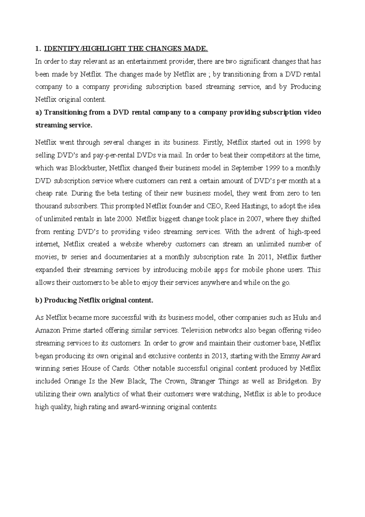 Assignment Managing Change as at 09 - 1. IDENTIFY/HIGHLIGHT THE CHANGES ...
