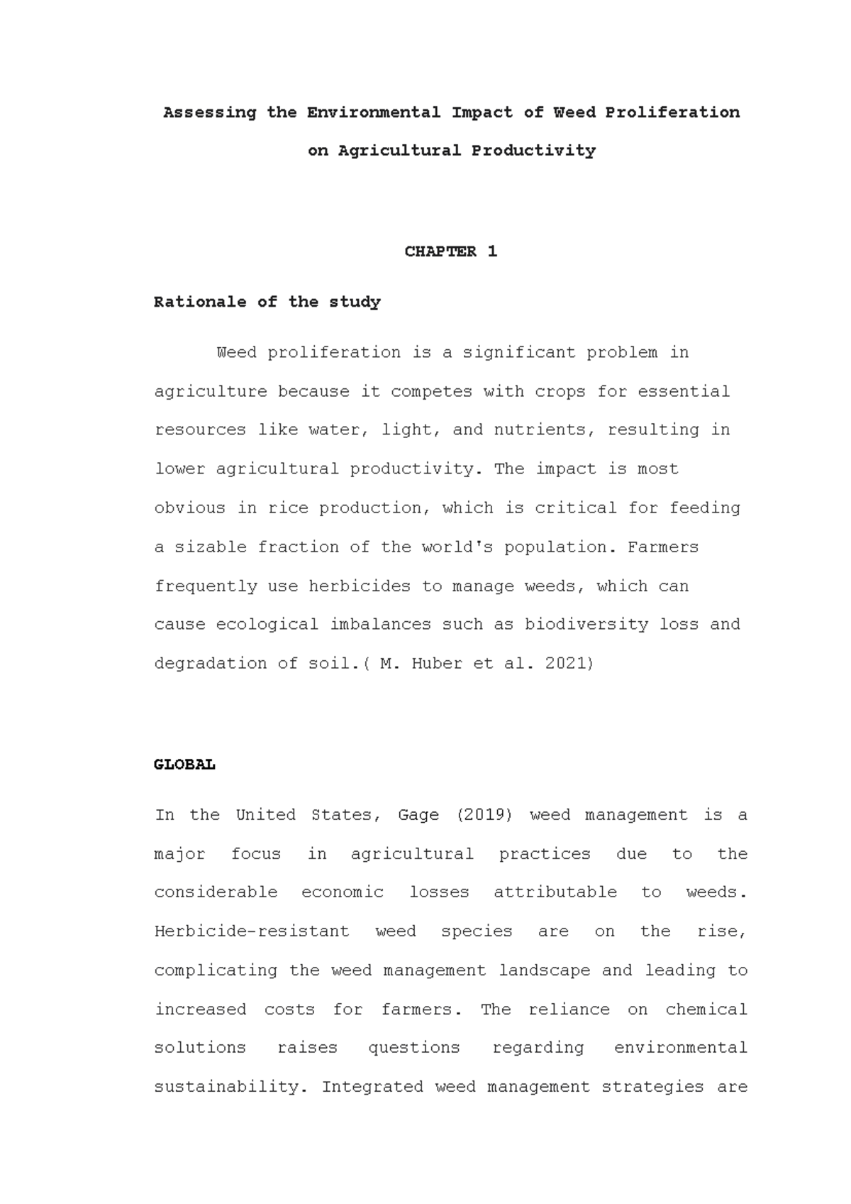 WEED Proliferation - EXAMPLE - Assessing the Environmental Impact of ...