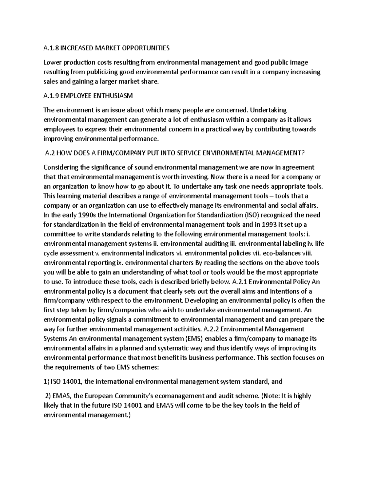 ECO4 - lecture notes - A.1 INCREASED MARKET OPPORTUNITIES Lower ...