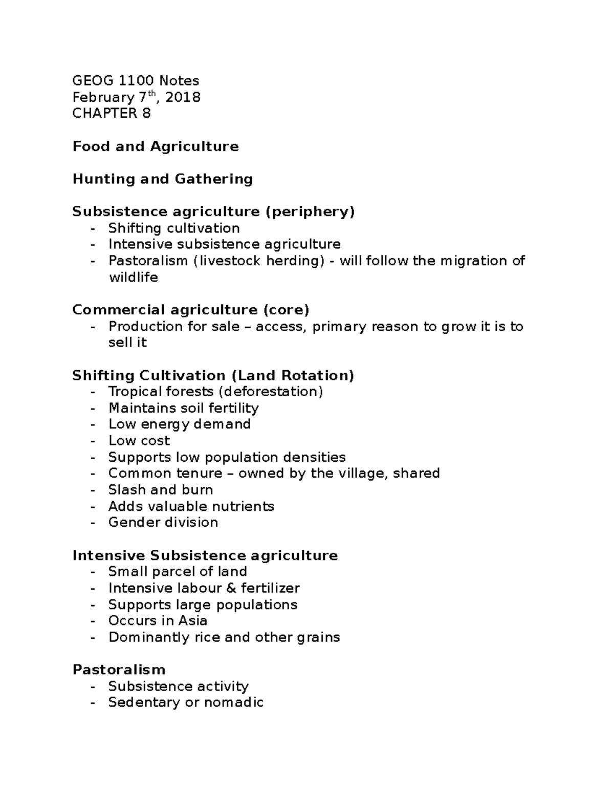 GEOG Notes FEB 7 Chapter 8 - GEOG 1100 Notes February 7th, 2018 CHAPTER ...