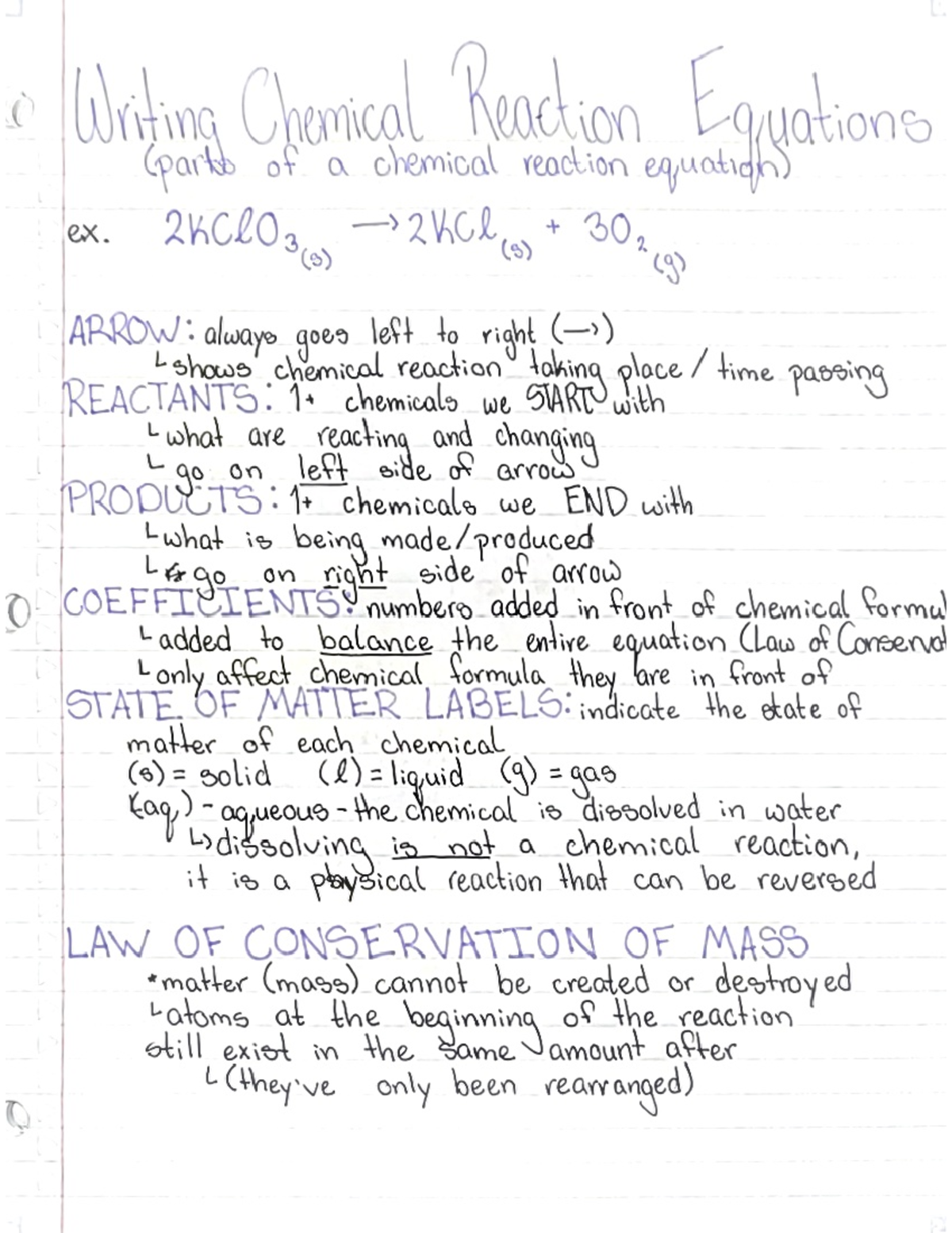 CHEM chemical reactions - Studocu