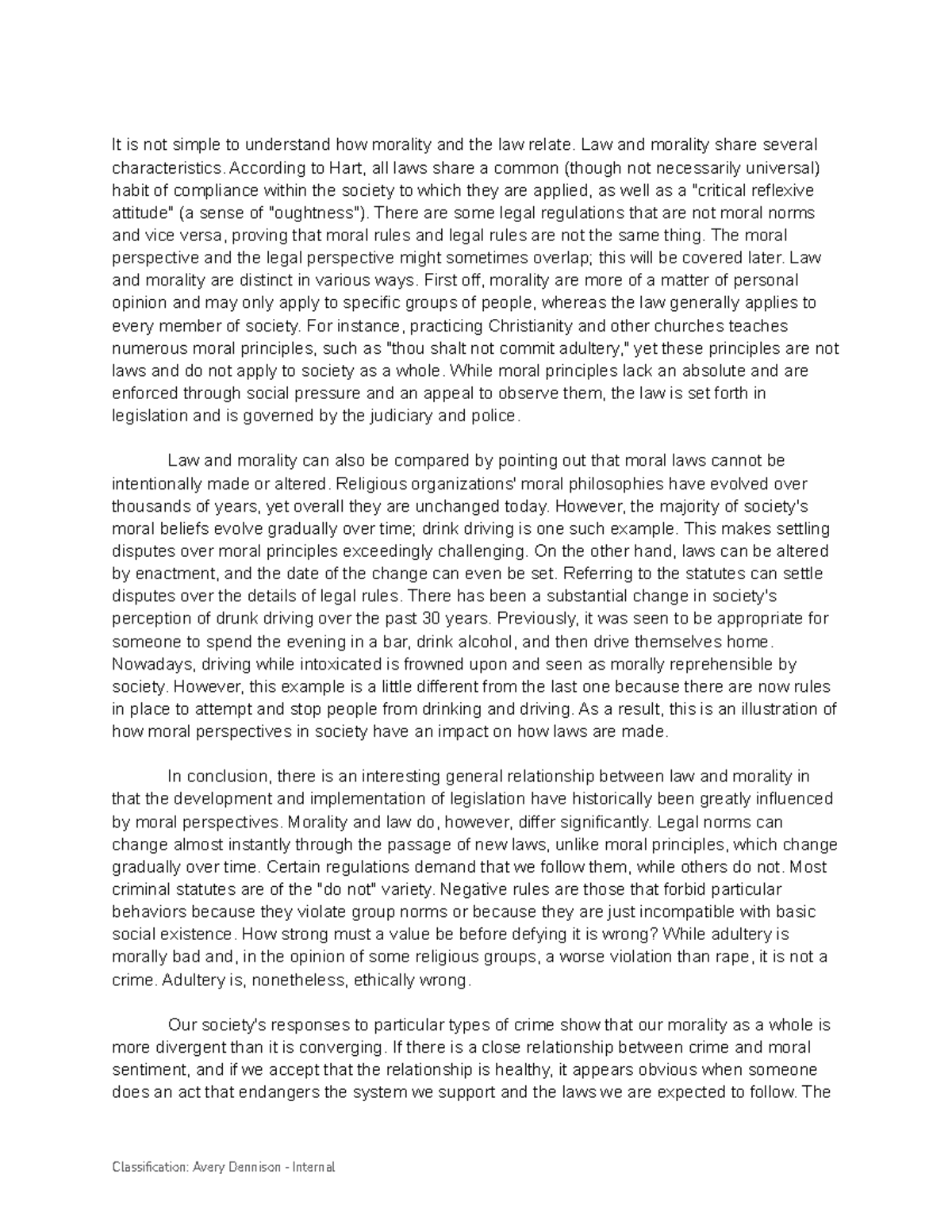 Law Assgn Assignment It Is Not Simple To Understand How Morality