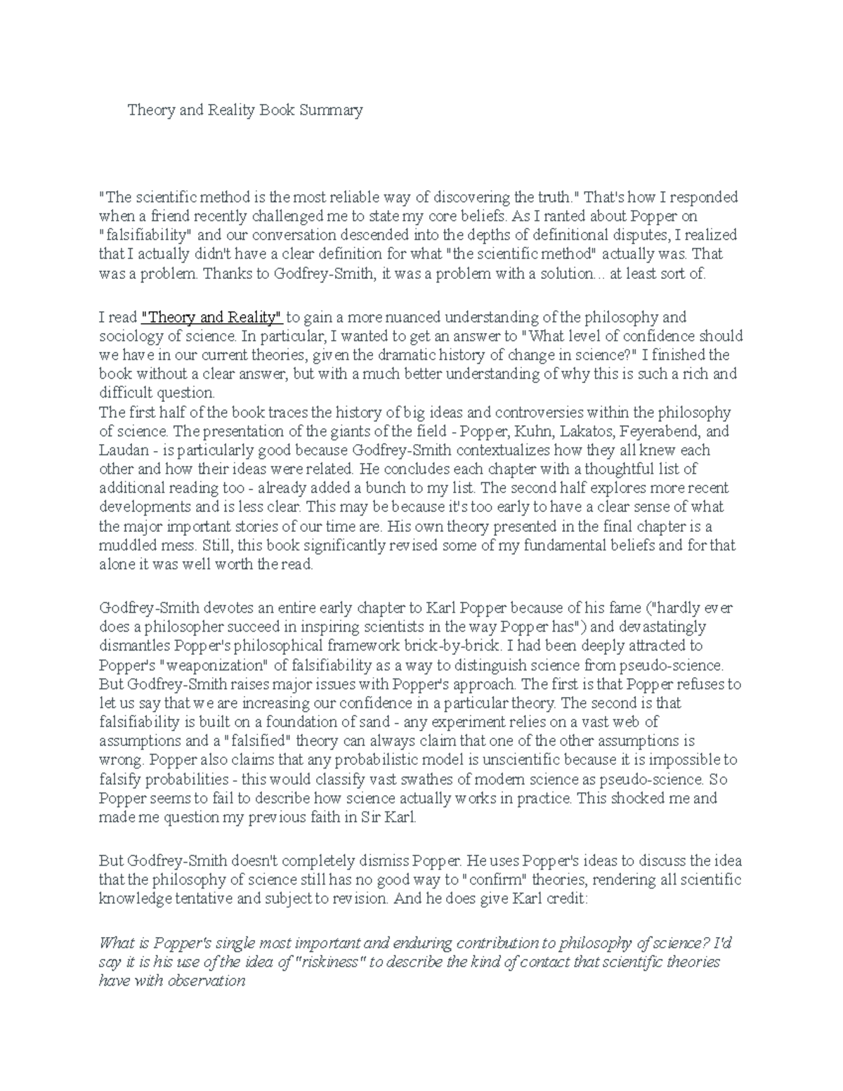 Theory and Reality Book Summary - Theory and Reality Book Summary "The ...