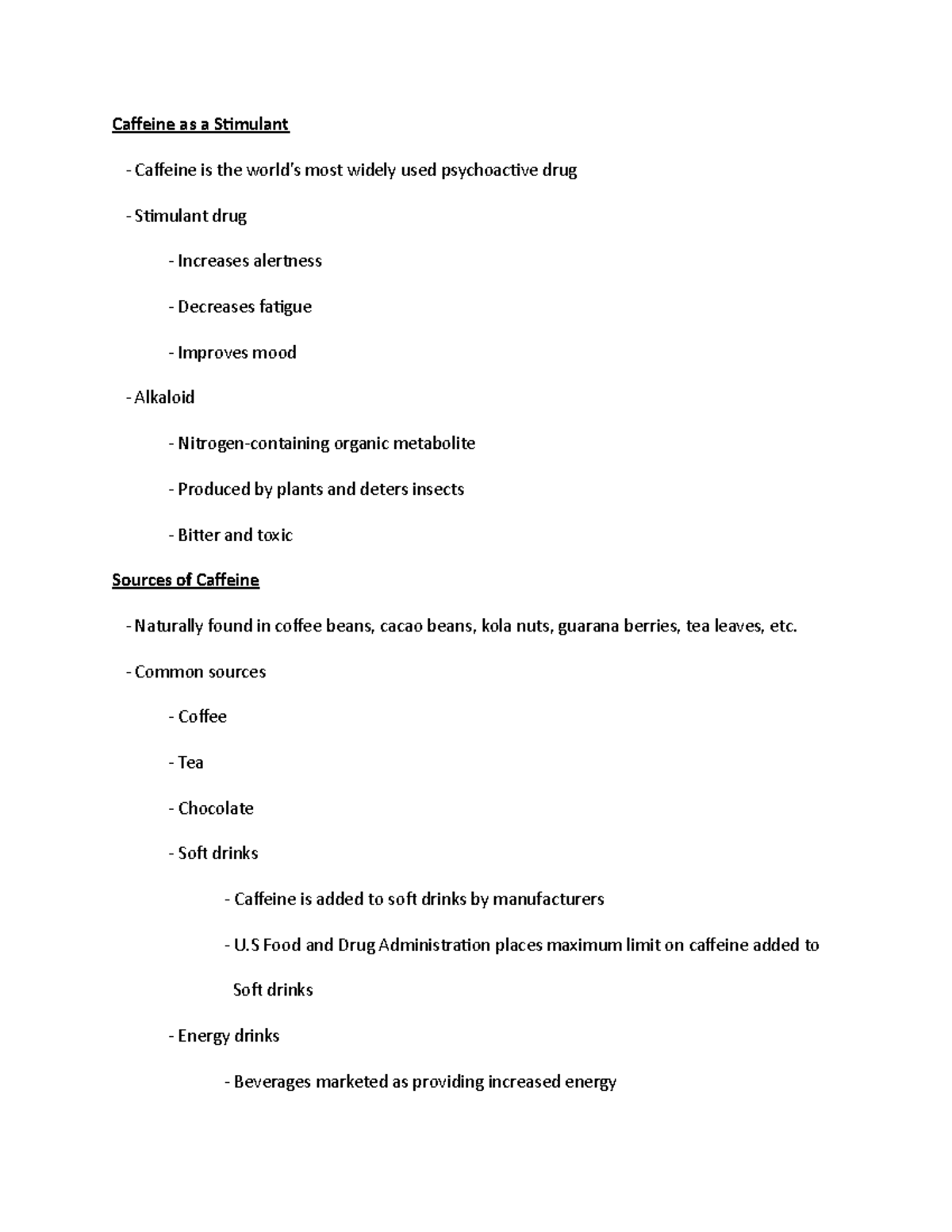 Drug Use and Abuse - Chpt 4 - Caffeine as a Stimulant - Caffeine is the ...